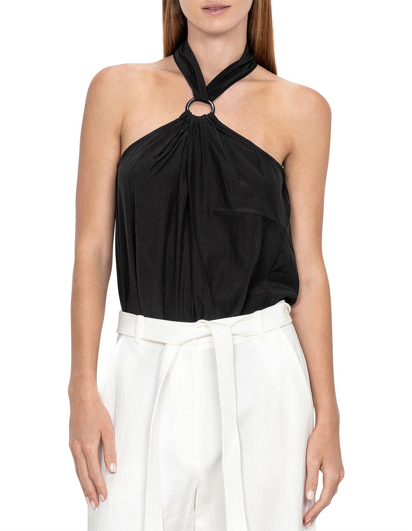 Veronika Maine Silky Voile Twist Neck Top | David Jones