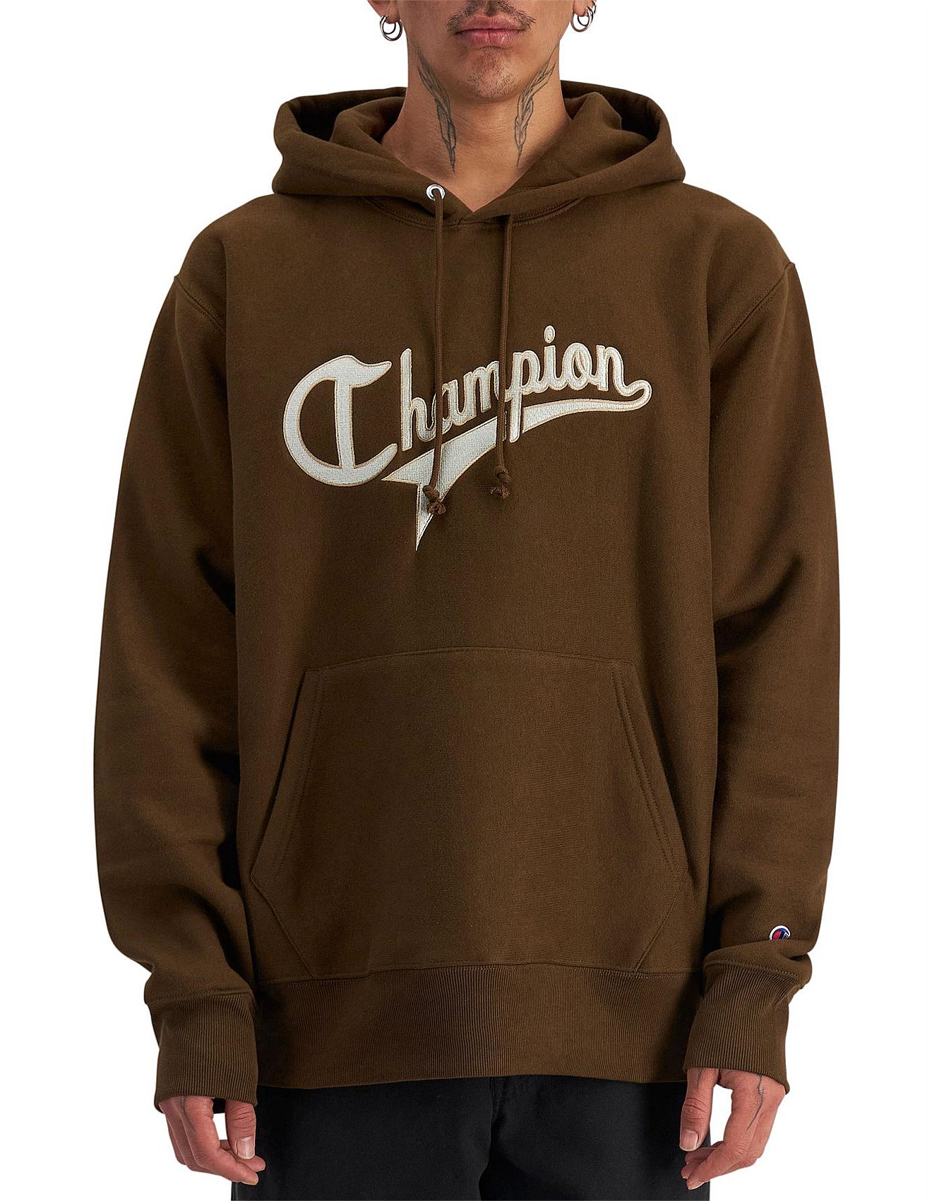 Champion Reverse Weave Collegiate Cursive Script Hoodie | David Jones