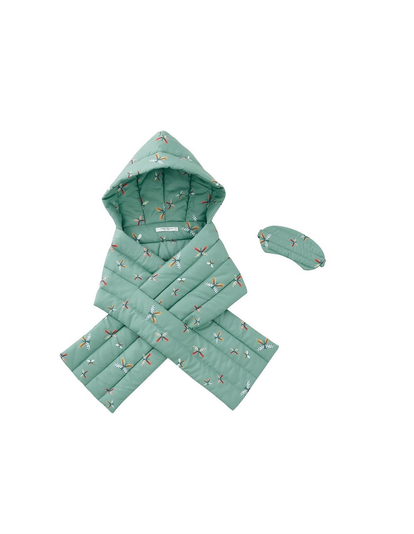 Sheridan Kids Travel Set -Hooded Scarf & Eye Mask In Sea Mist | David Jones