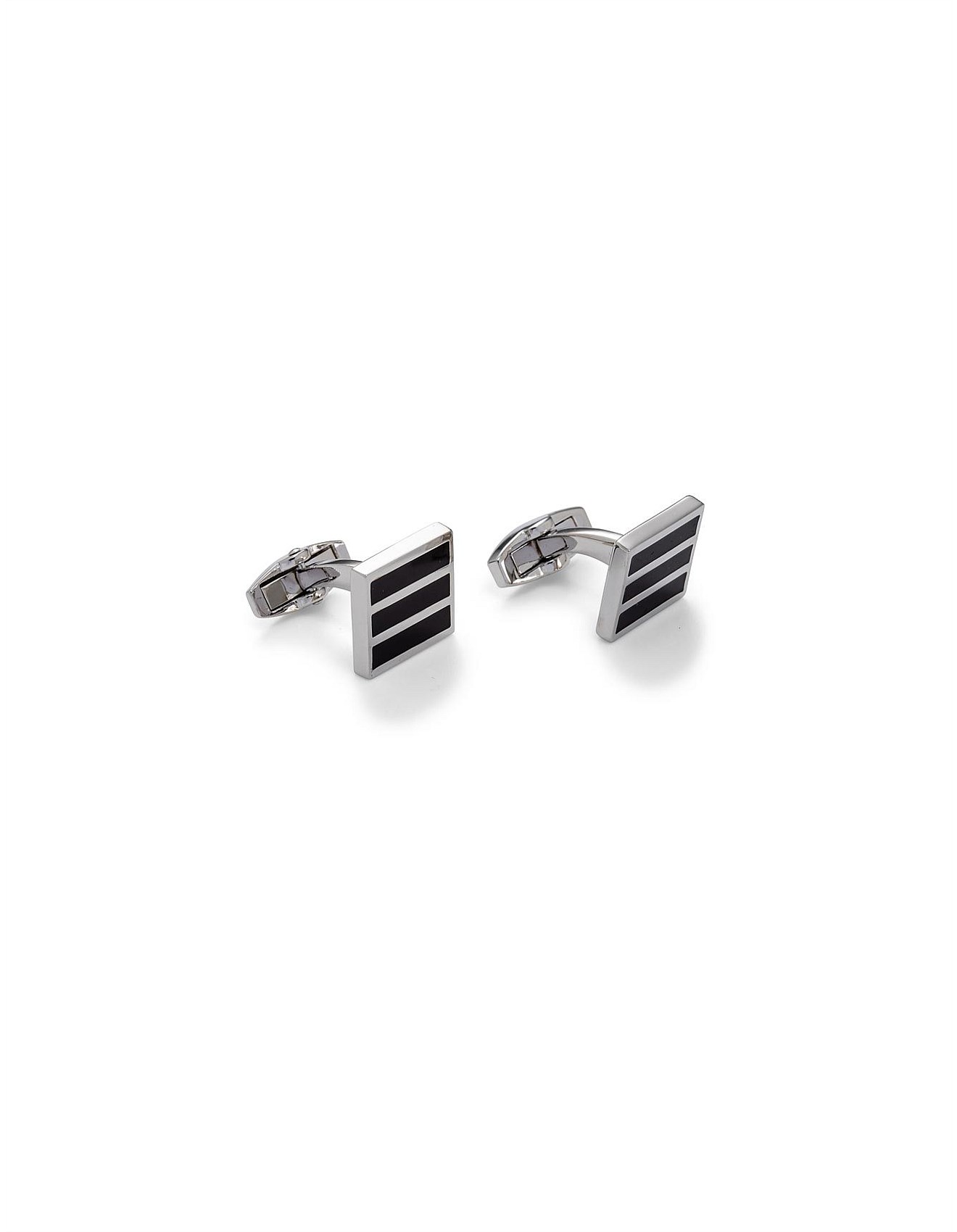 Alta Linea Black Enamel Stripe Cufflinks | David Jones