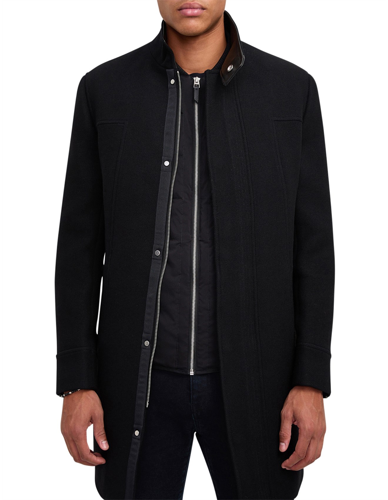 Calibre Leather Trim Melton Coat | David Jones