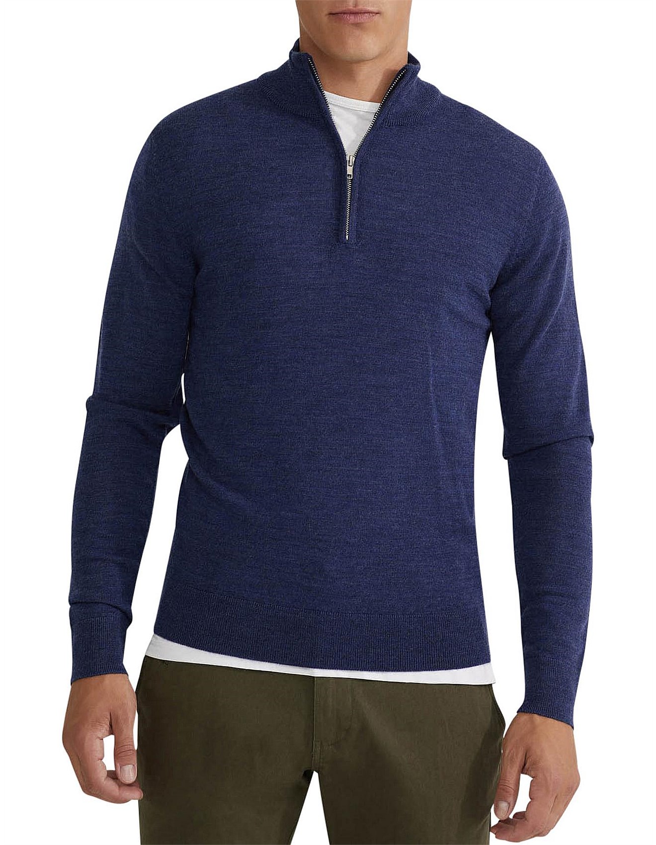 Oxford Merino Zip Neck Top | David Jones