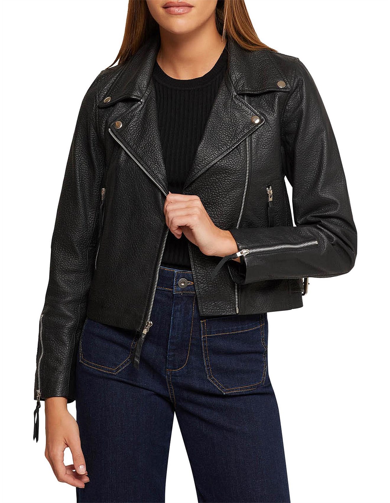 Oxford Sandy Textured Leather Jacket | David Jones