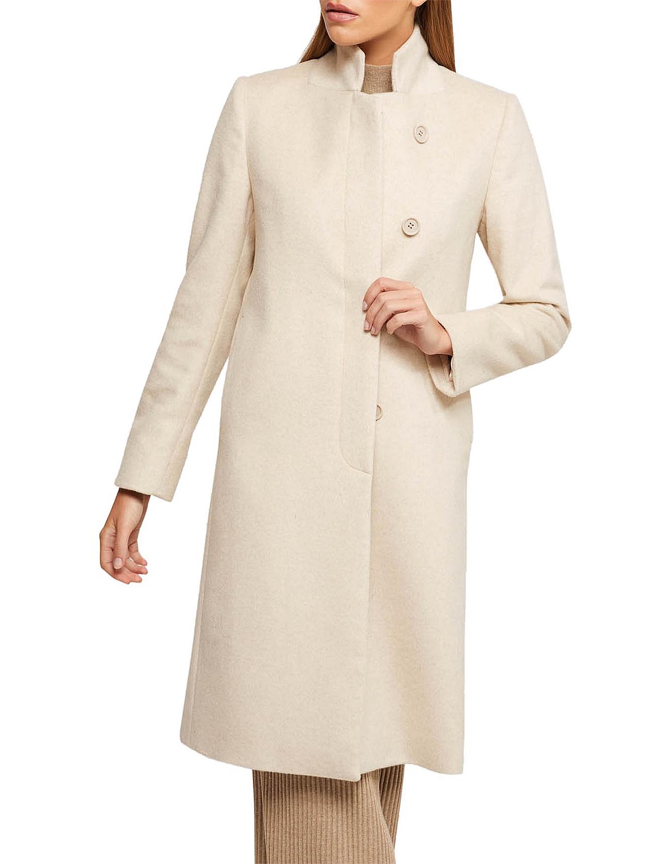 Oxford Olive Wool Rich Coat | David Jones
