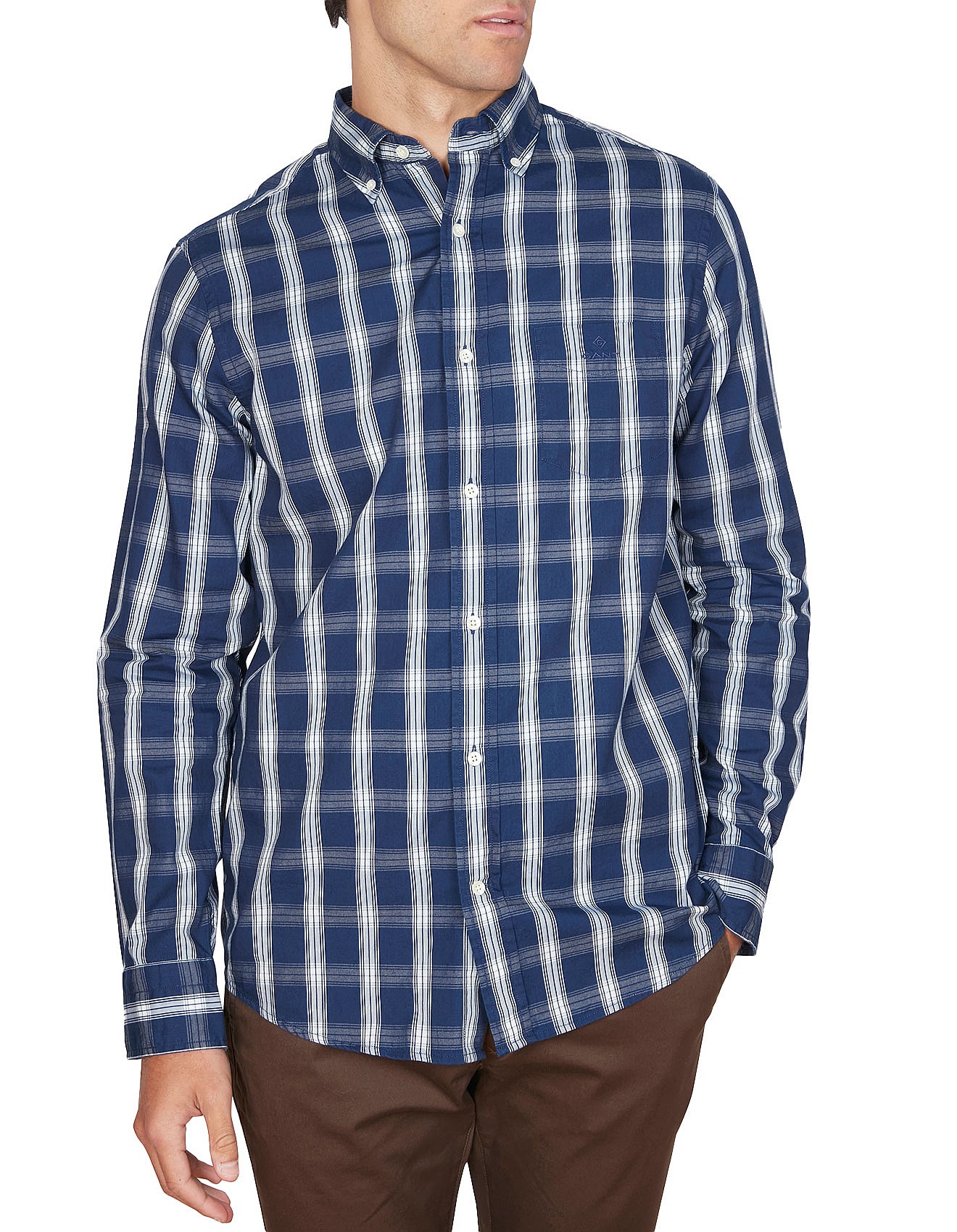 Gant Indigo Check Shirt Regular Fit | David Jones
