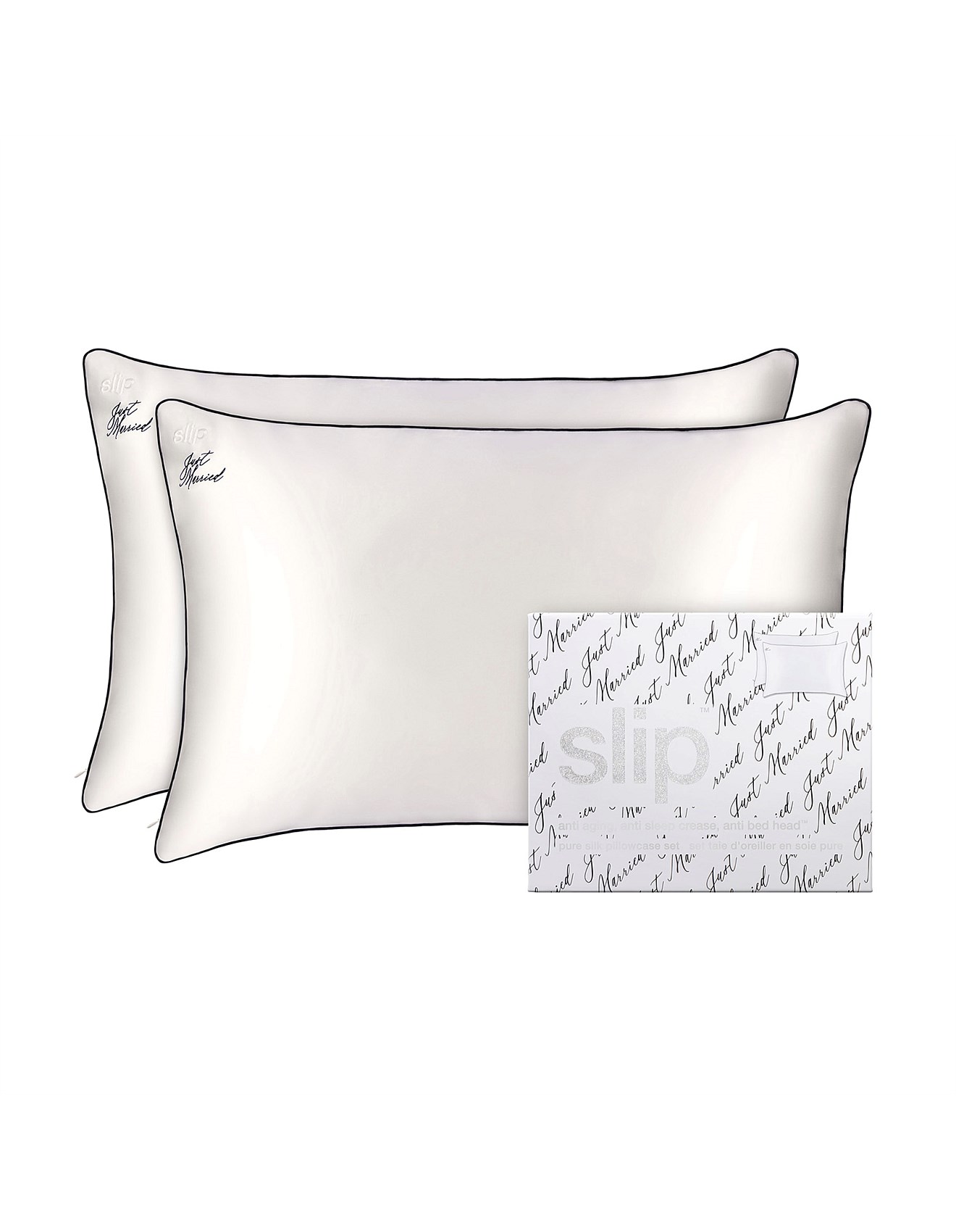 Slip Pure Silk Queen Pillowcase Duo -Just Married | David Jones