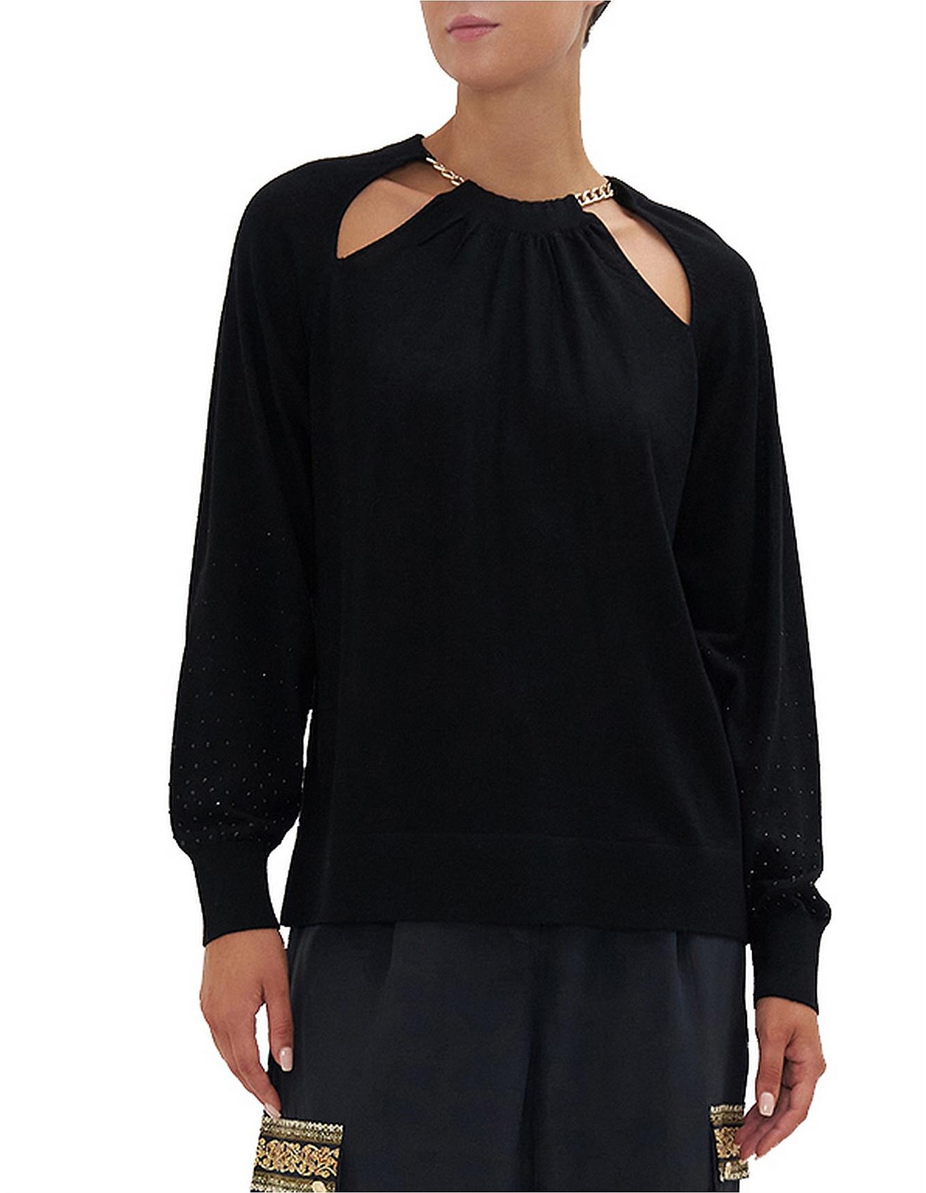 Camilla Chain Detail Cut Out Jumper | David Jones