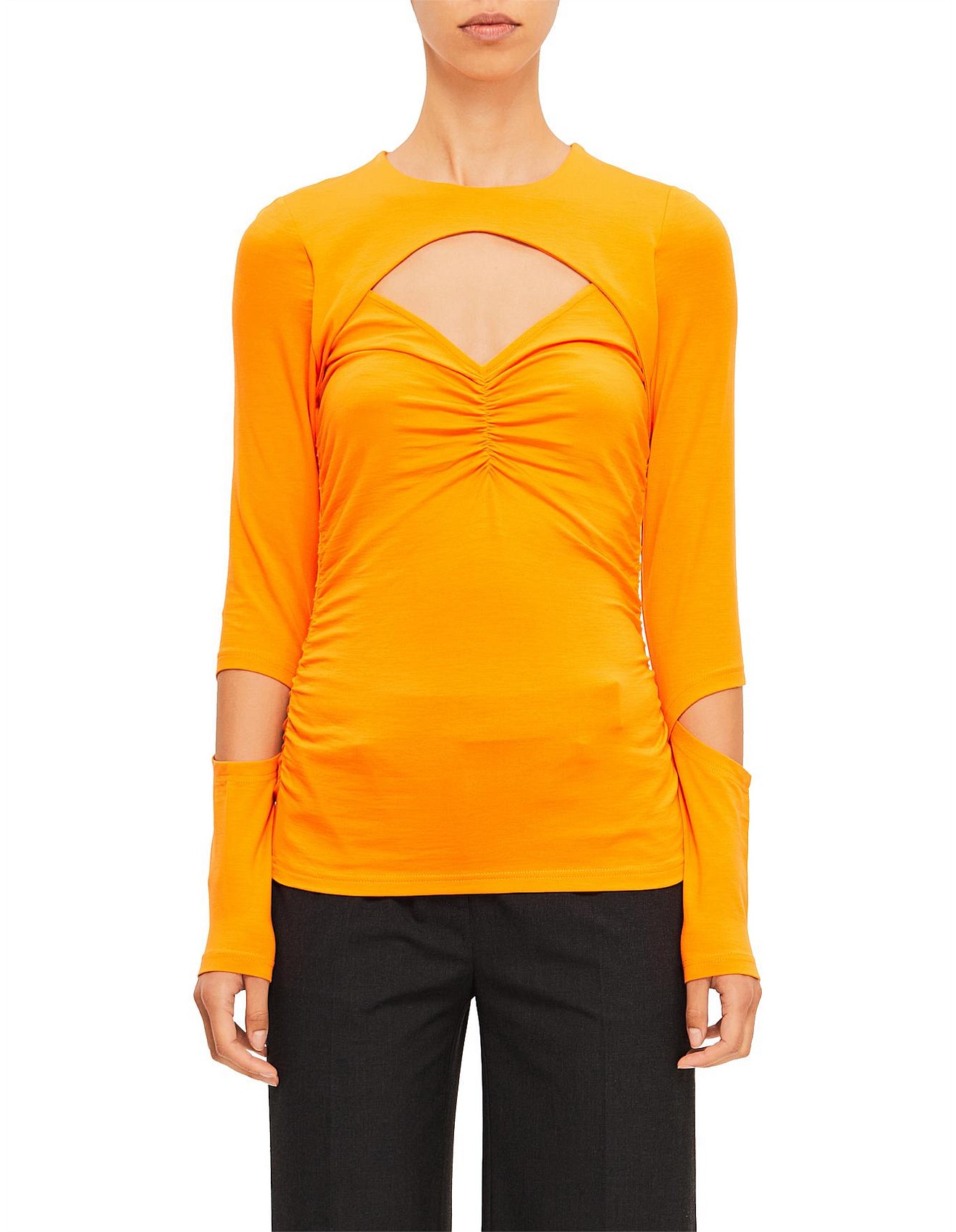 Ganni Light Stretch Jersey Cutout Blouse | David Jones