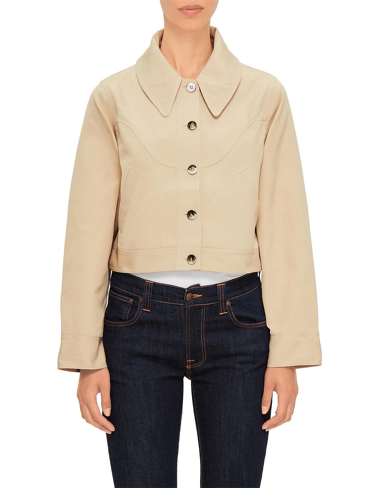 Ganni Heavy Twill Cropped Jacket | David Jones