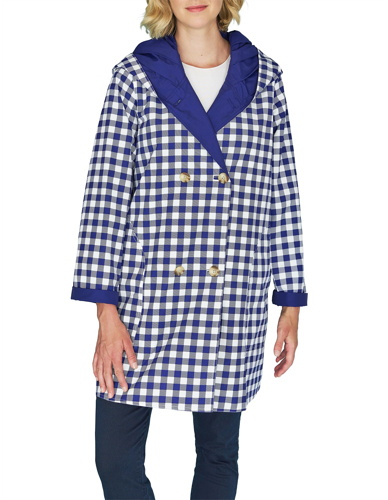 Blue Illusion Reversible Raincoat | David Jones