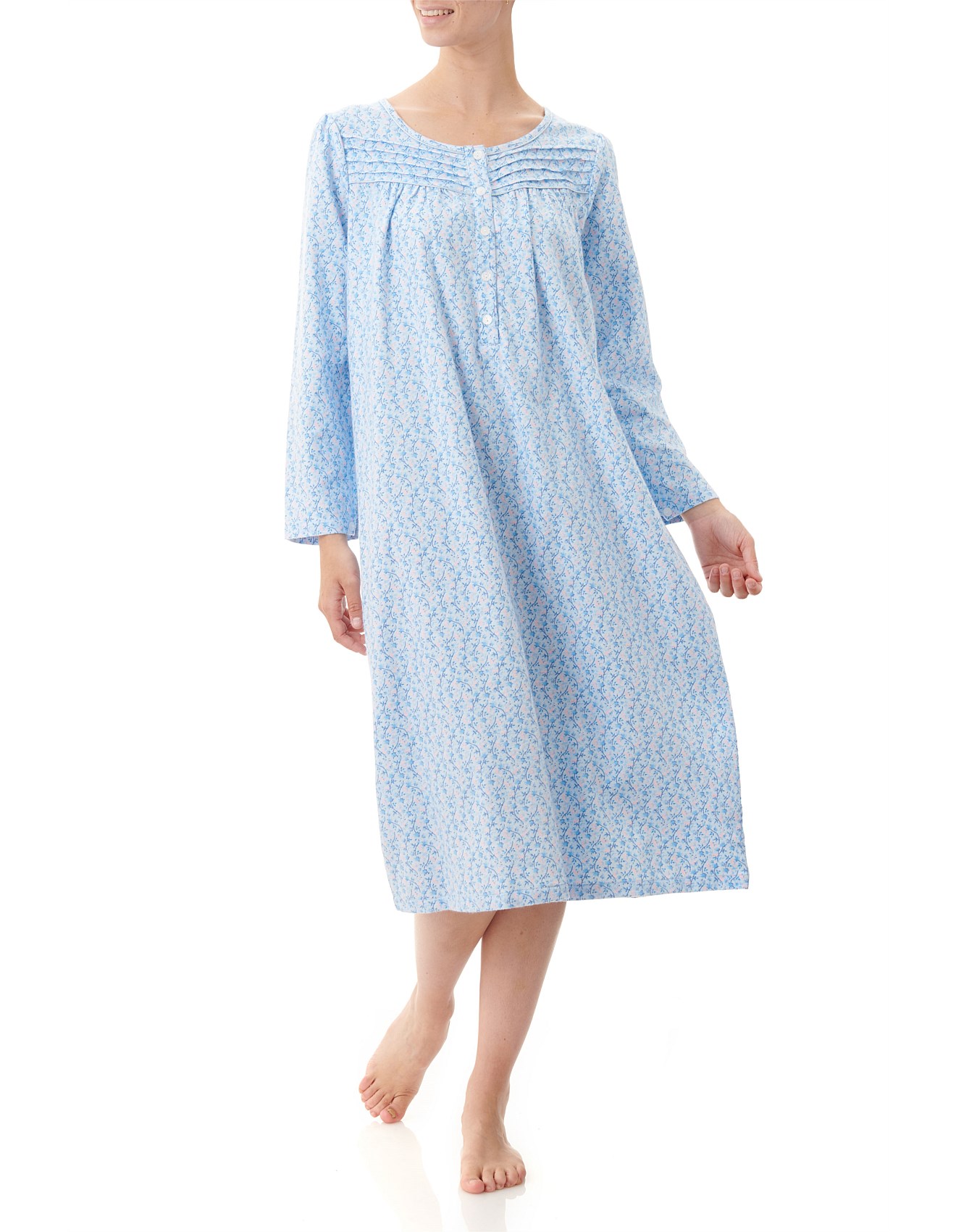 Givoni Long Sleeve Mid Nightie With Yoke | David Jones
