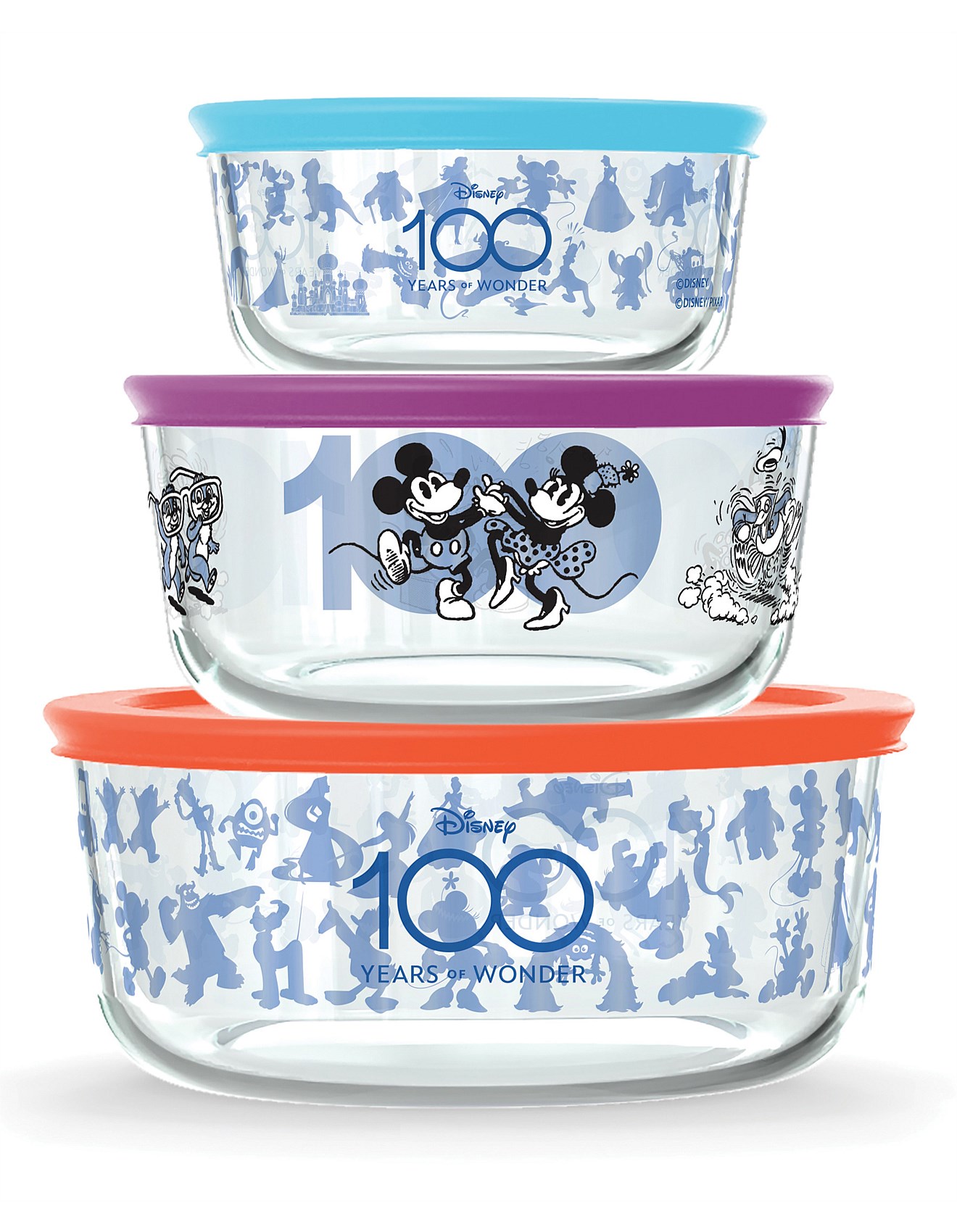 Pyrex Disney 100 Yrs Commemorative Series Round 3pce Set | David Jones