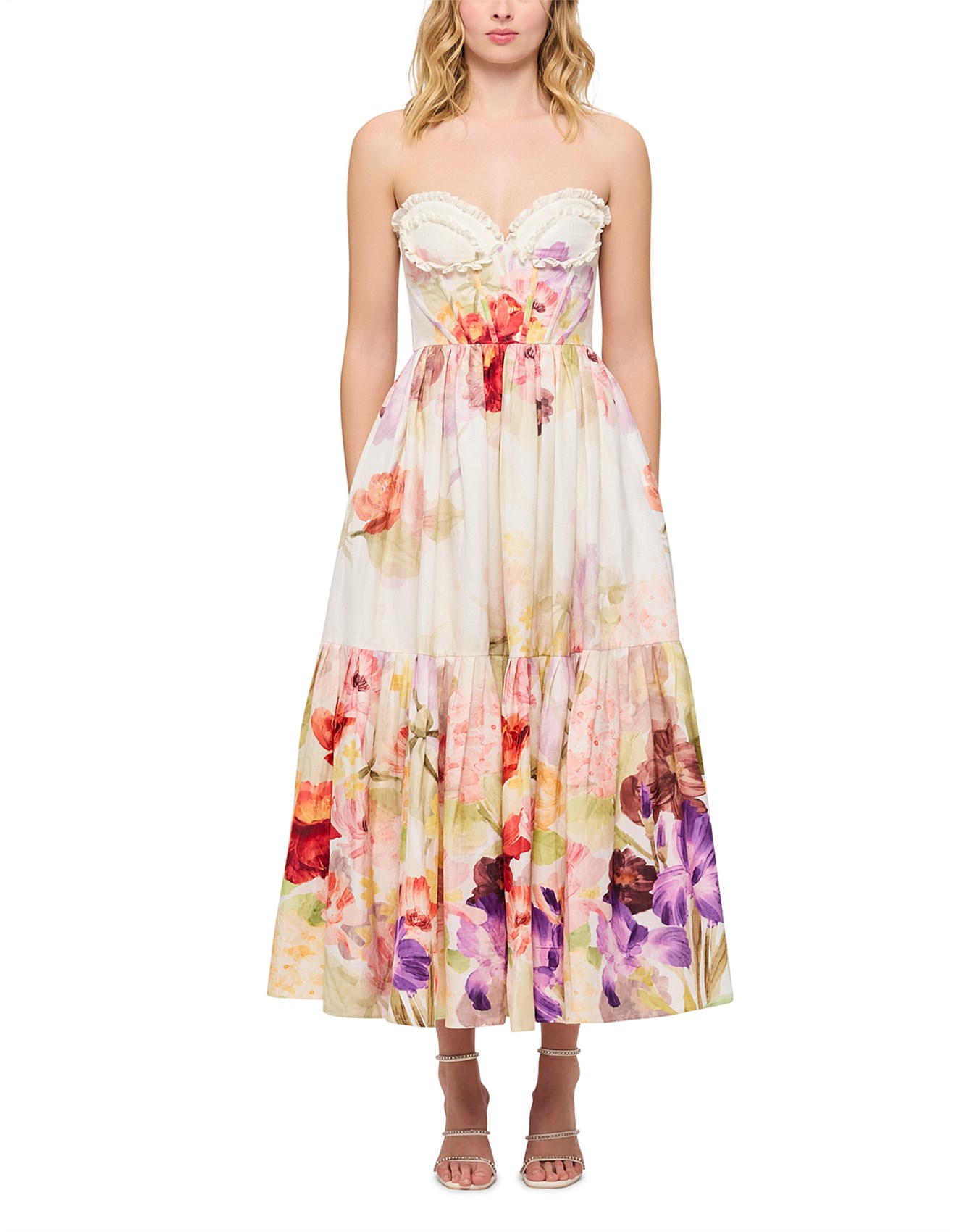 Leo Lin Rose Bustier Midi Dress | David Jones