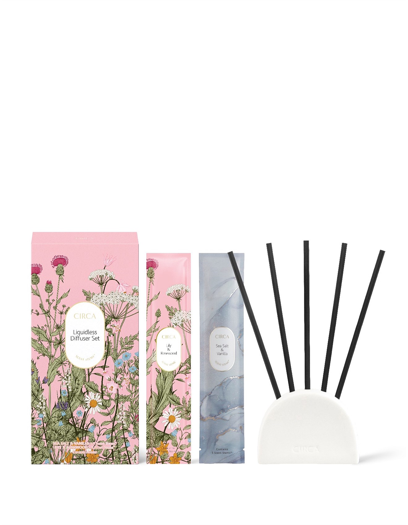 Circa Lily & Rosewood & Sea Salt & Vanilla Liquidless Diffuser Set ...