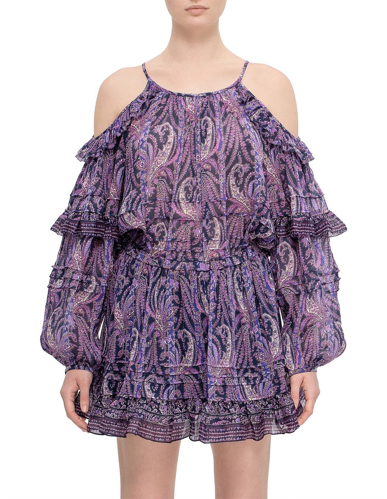 Isabel Marant Gabinia Paisley Off the Shoulder Mini Dress | David Jones