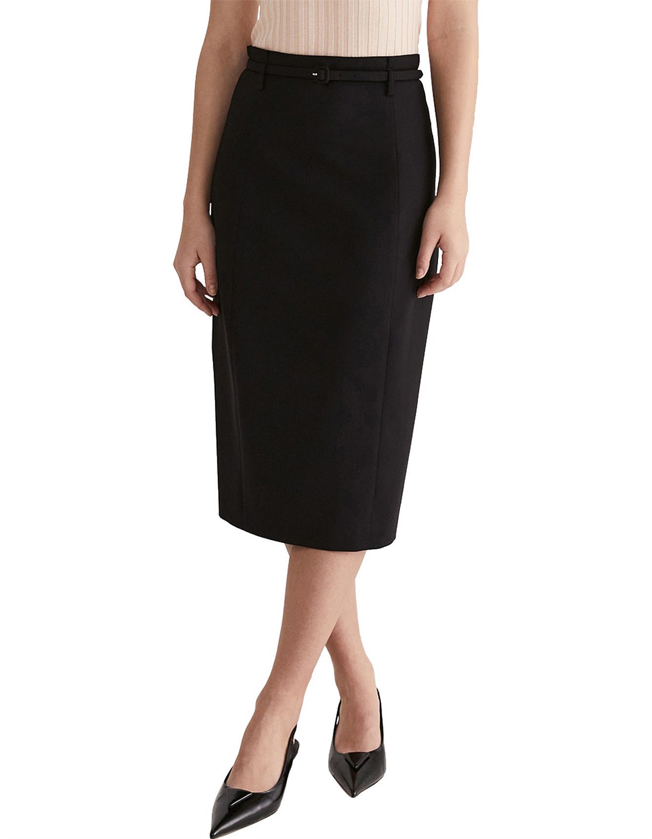 Saba Celeste Wool Midi Skirt | David Jones