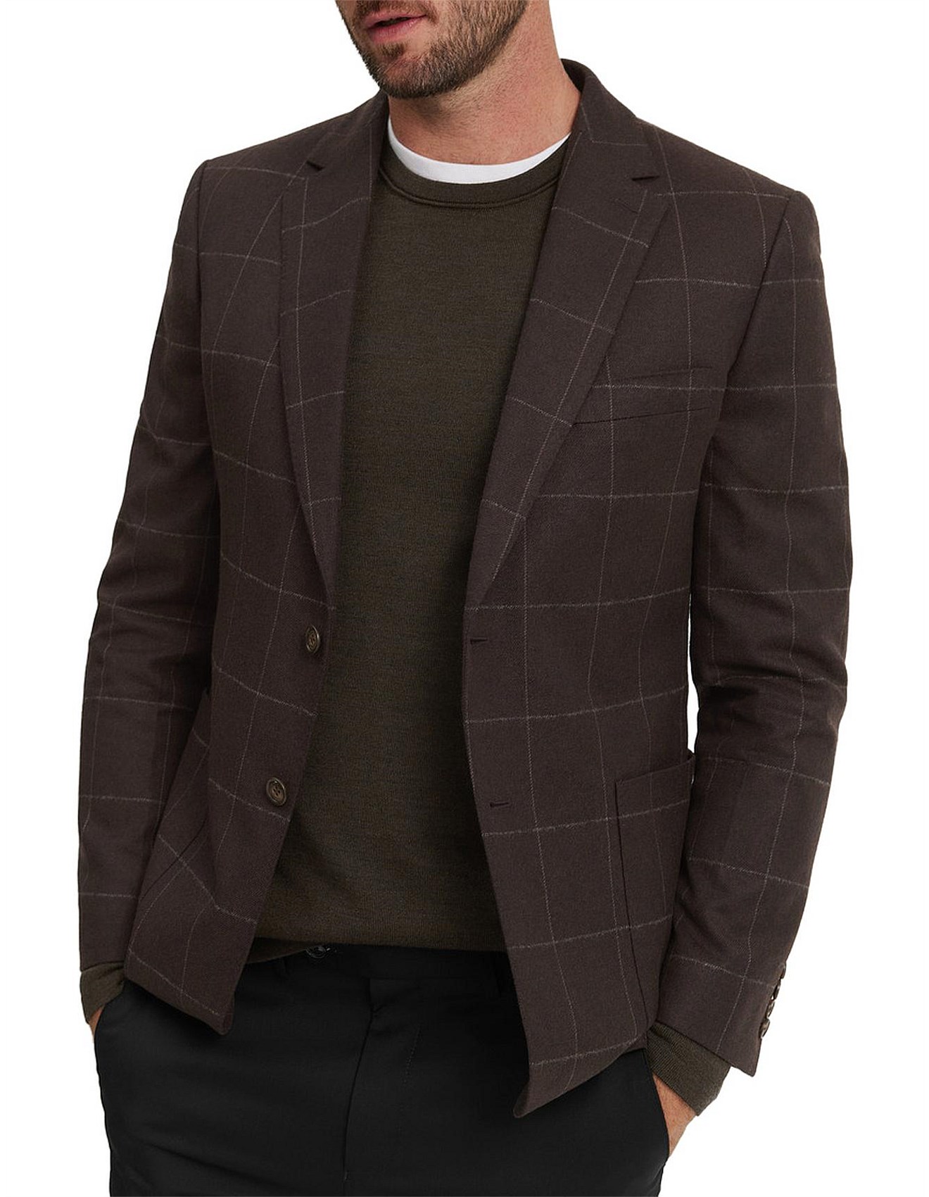 Country Road Regular Fit Tweed Check Blazer | David Jones