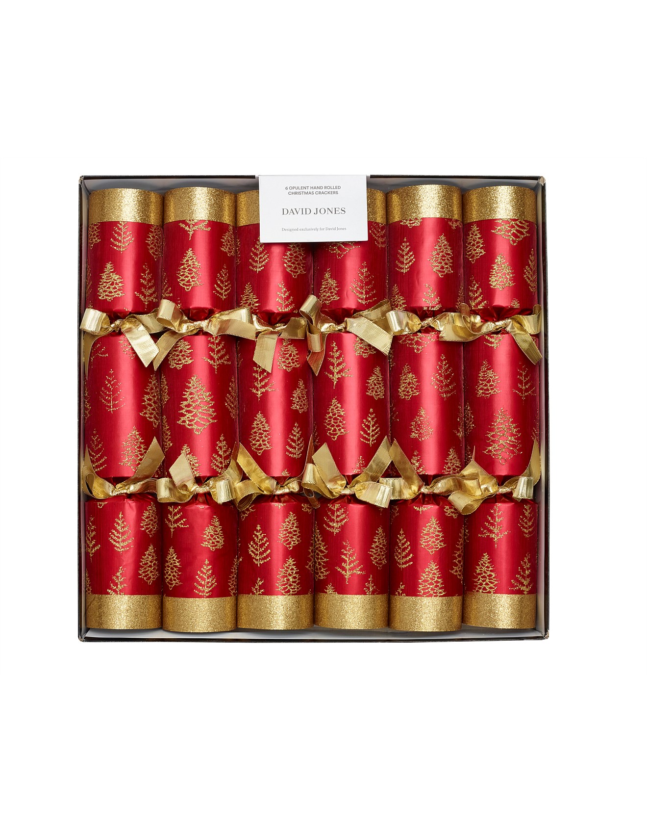 David Jones Collection 36cm Deluxe Red Glitter Tree Crackers Set Of 6 ...
