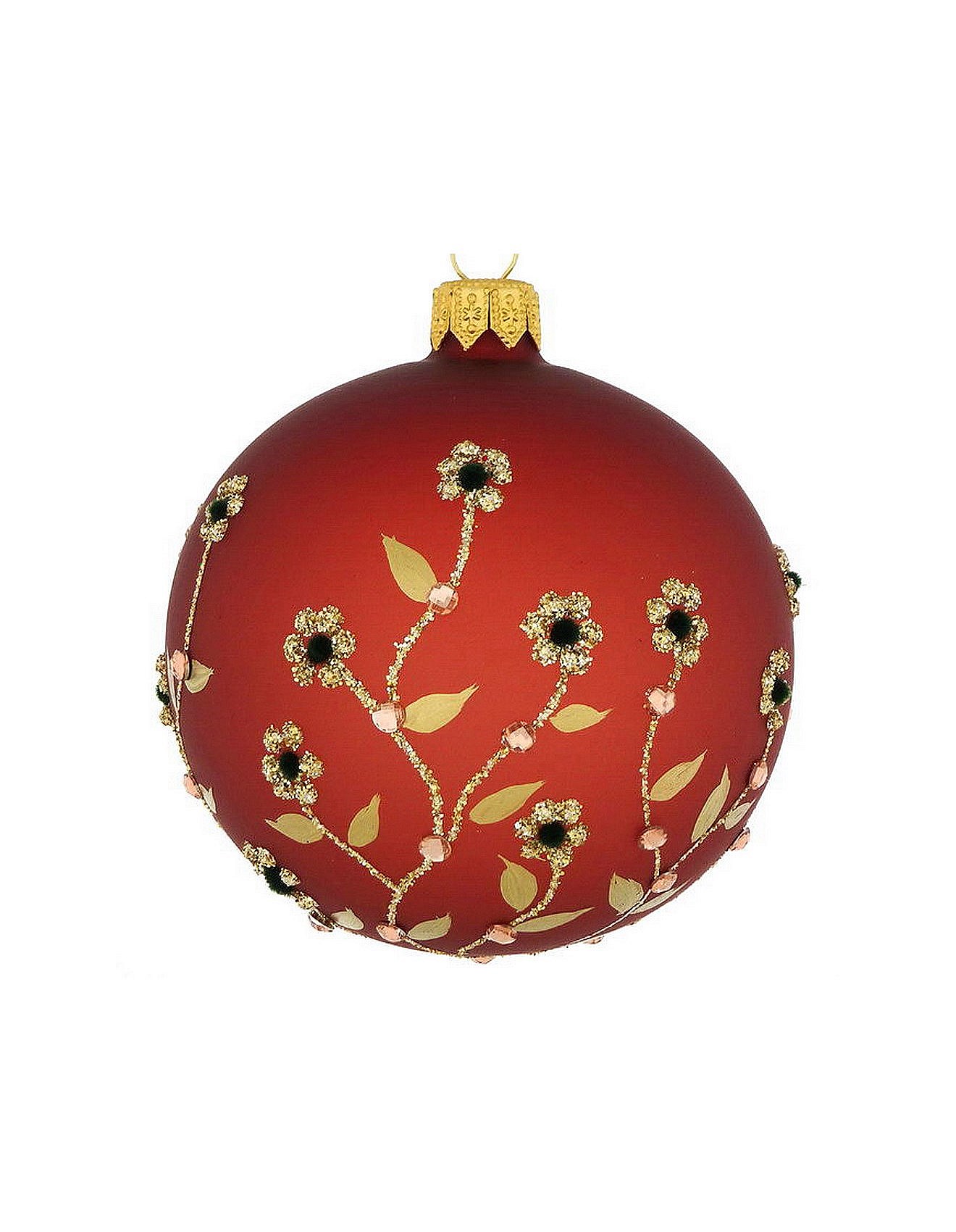 David Jones 8cm Gold Gem Flowers European Glass Bauble | David Jones