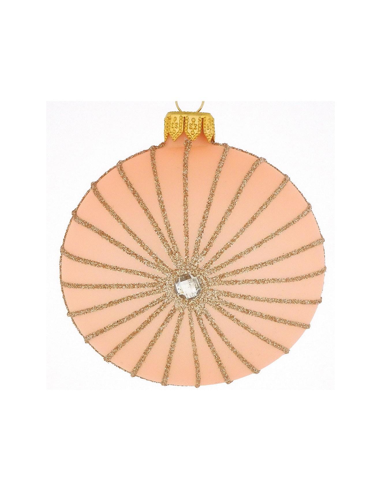David Jones 8cm Glitter Eclipse Peach European Glass Bauble | David Jones