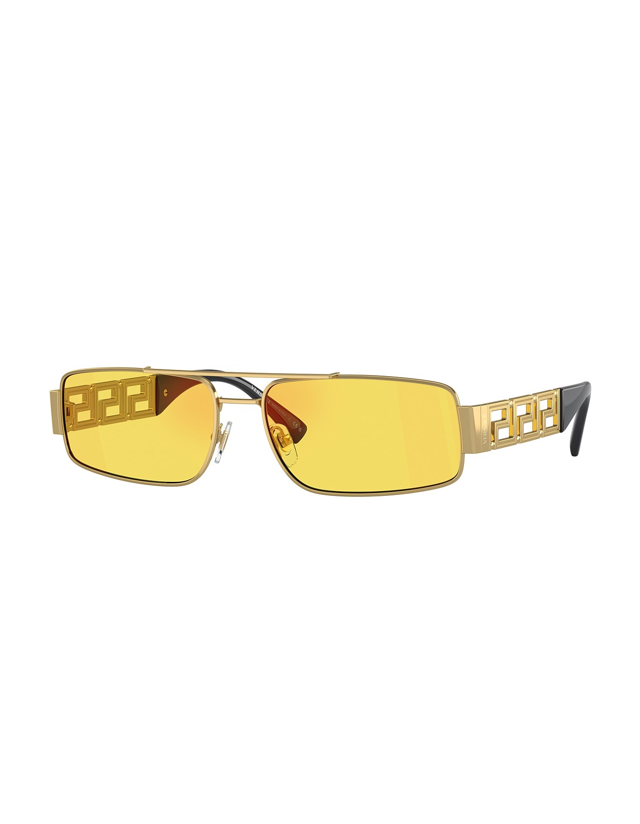 Versace Rectangle Gold Yellow Mirror Red Male Sunglass | David Jones