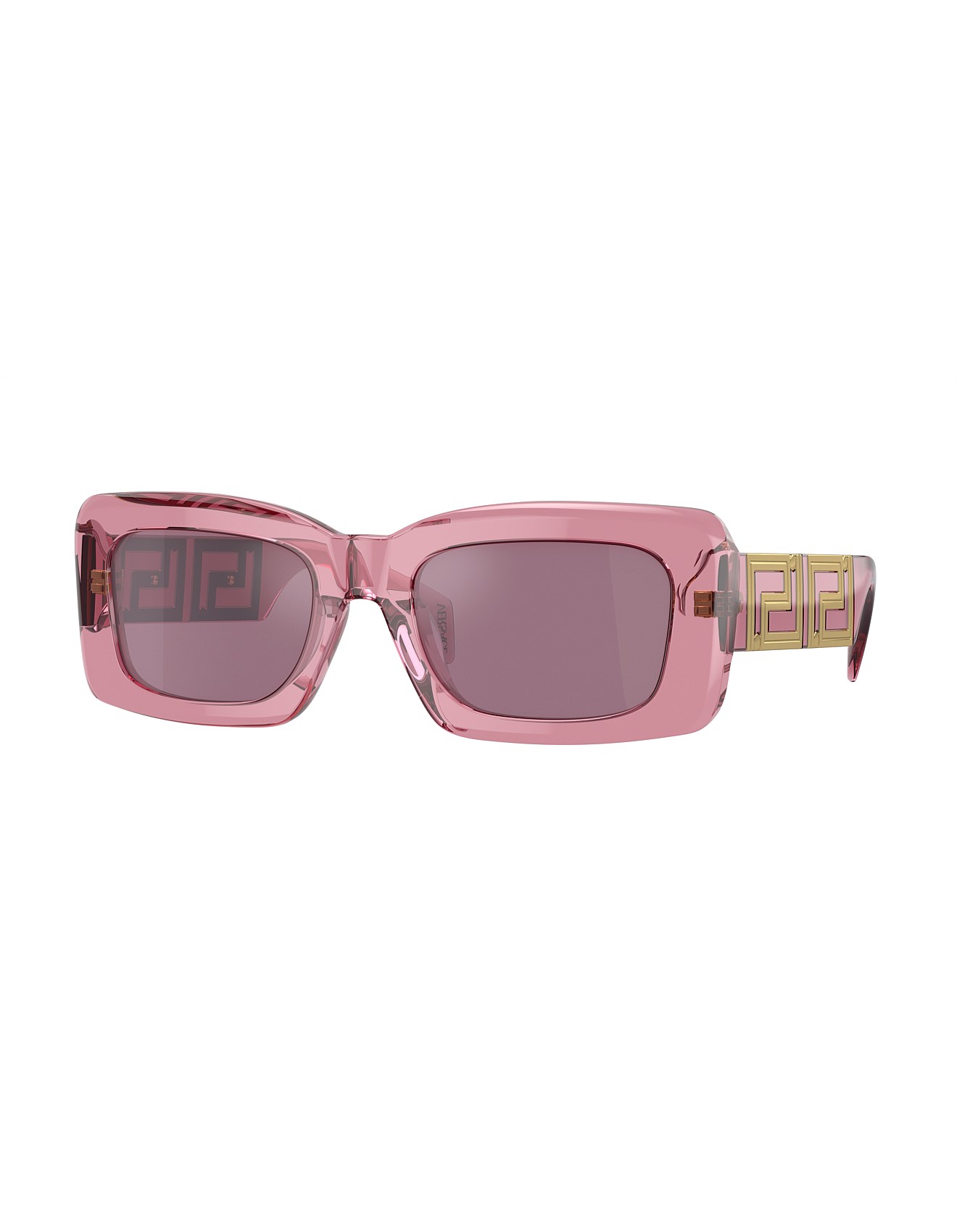 Versace Rectangle Transparent Pink Violet Female Sunglass | David Jones