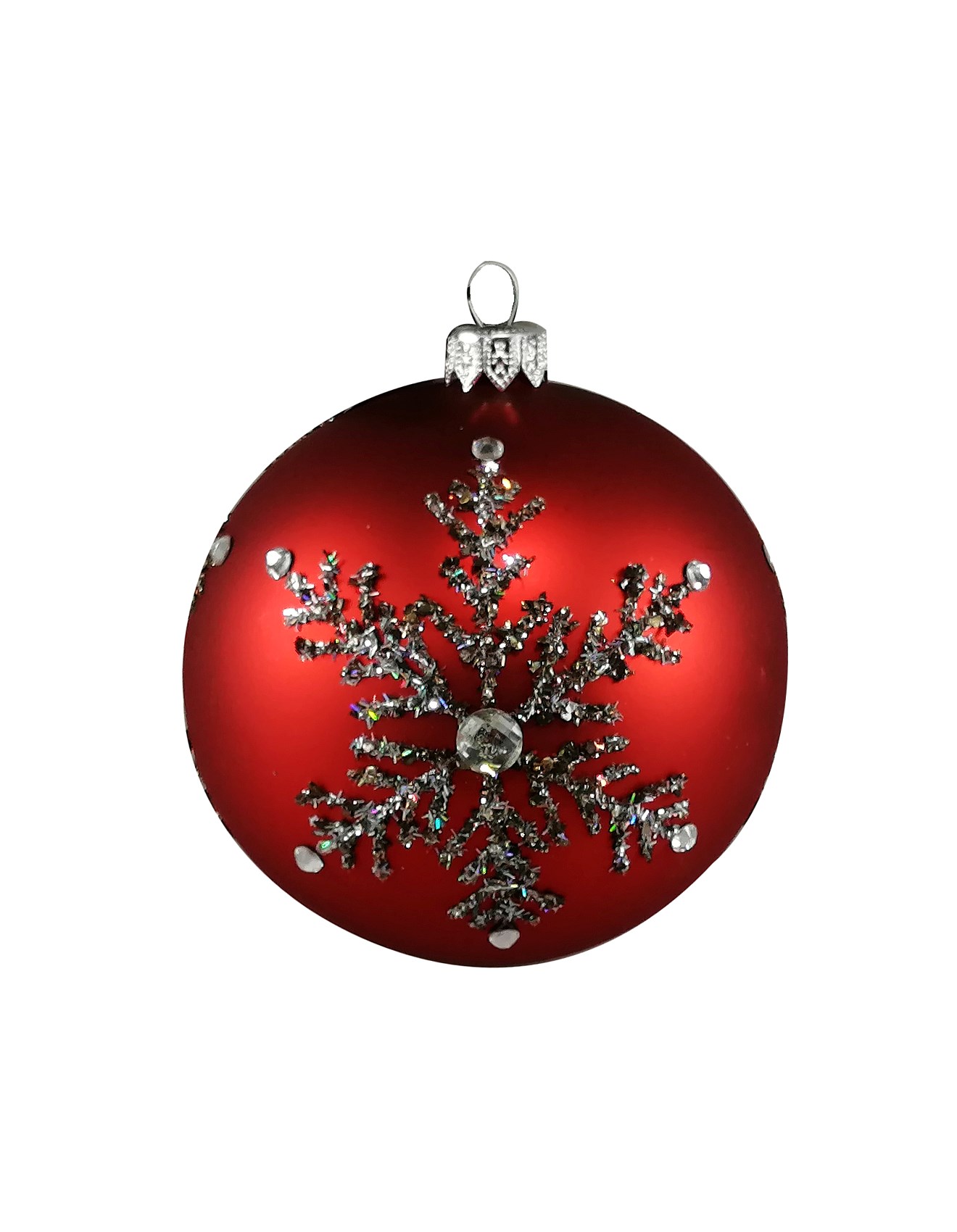 David Jones 10cm Gem Snowflake On Red European Glass Bauble | David Jones
