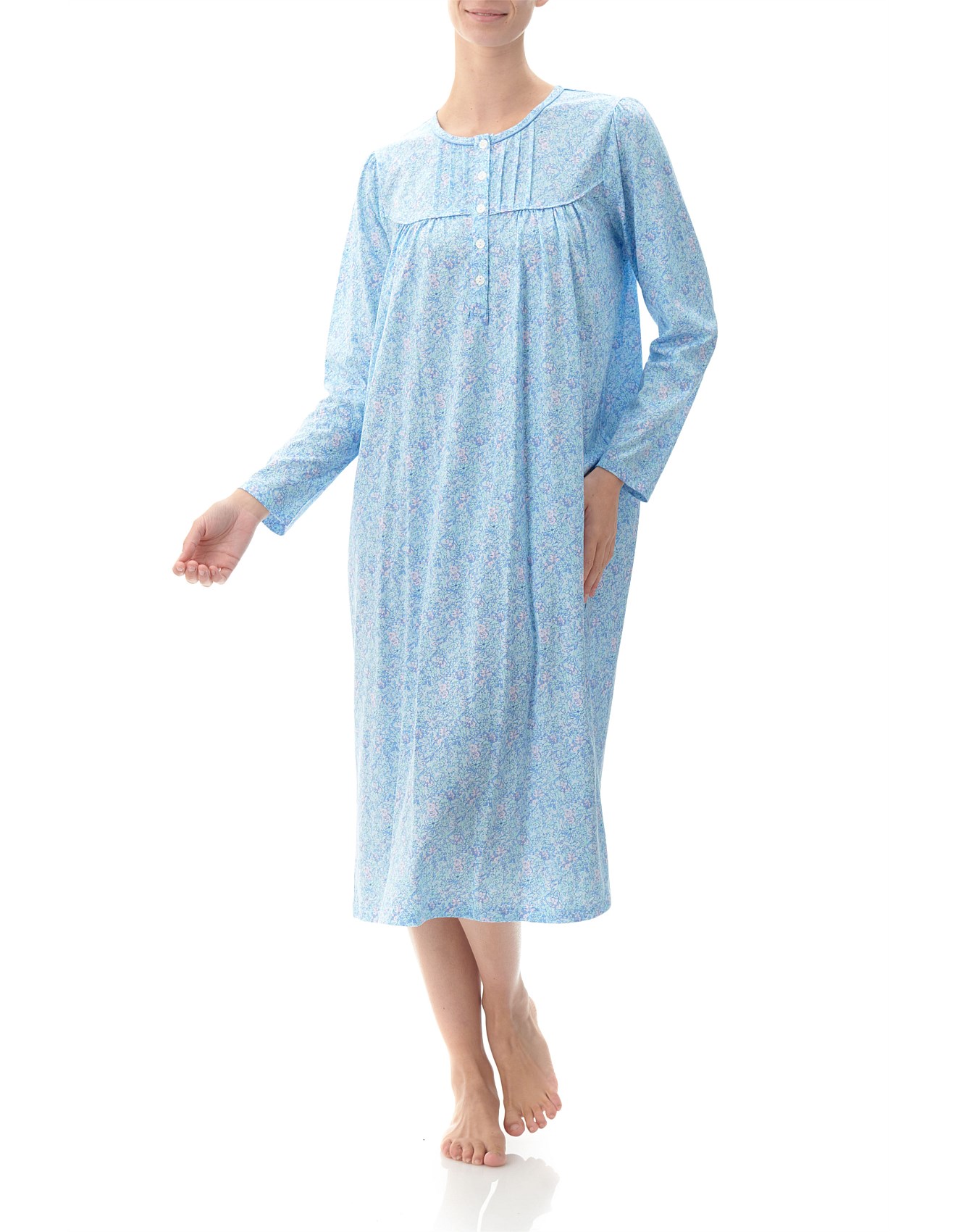 Givoni Long Sleeve Mid Nightie With Yoke | David Jones