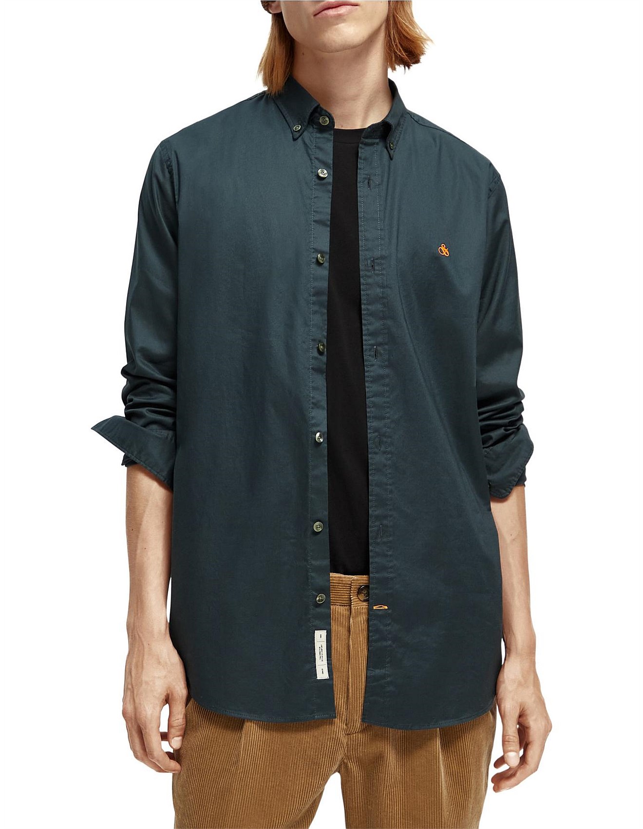 Scotch & Soda Essentials Solid Organic Cotton Oxford Shirt | David Jones