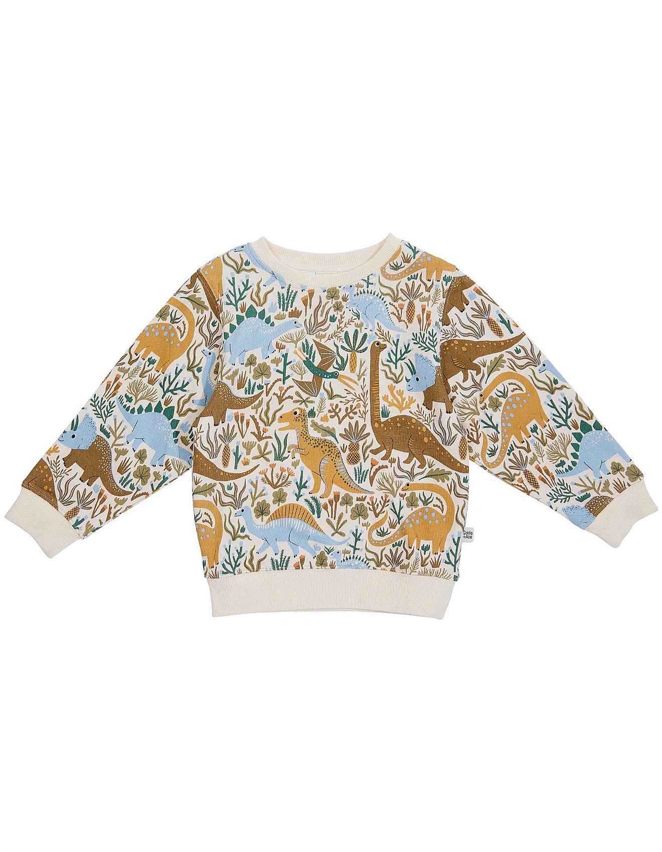Goldie & Ace Dino Roar Terry Relaxed Sweater (6m-2y) | David Jones
