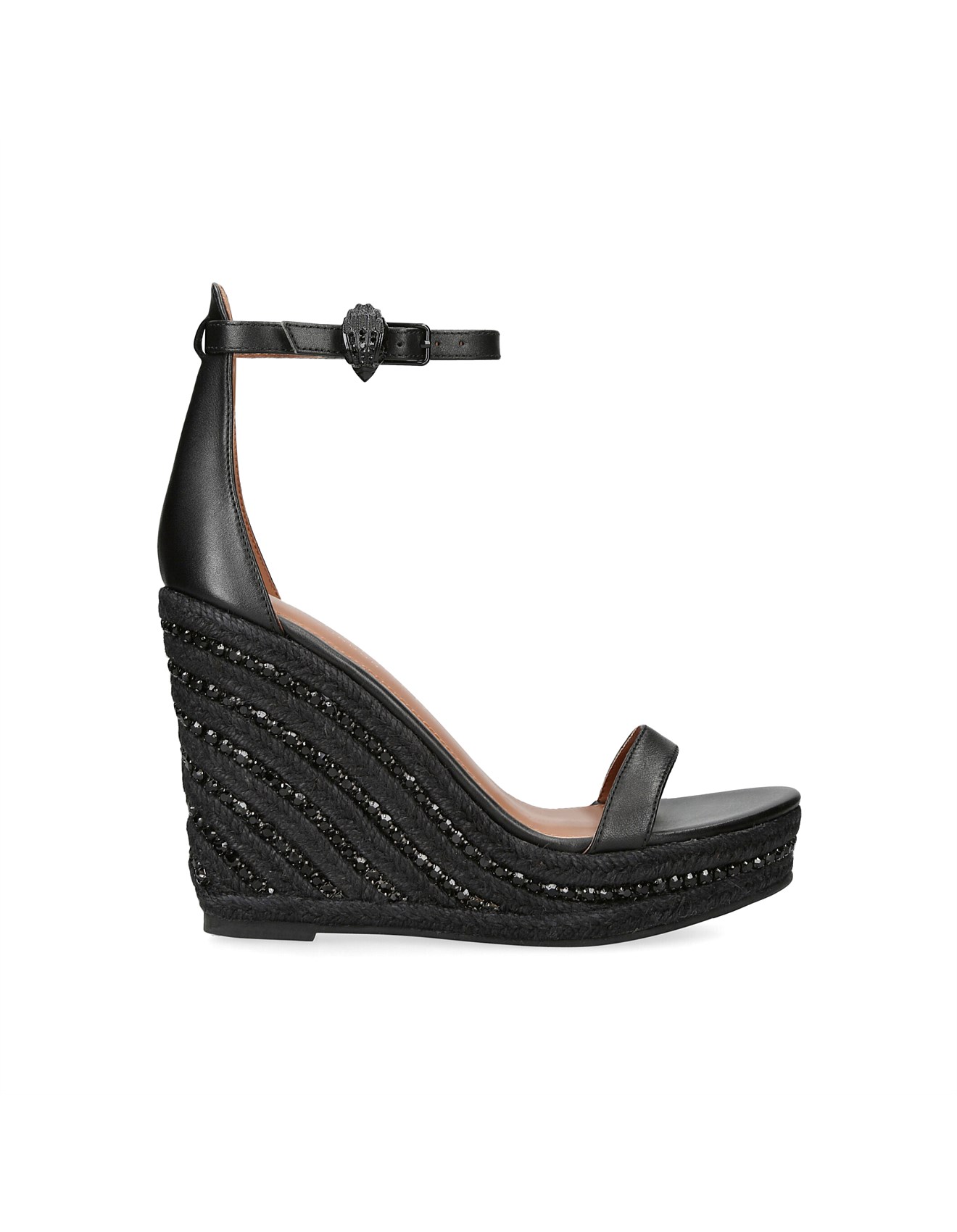 Kurt Geiger London Shoreditch Wedge Black Leather Wedges | David Jones