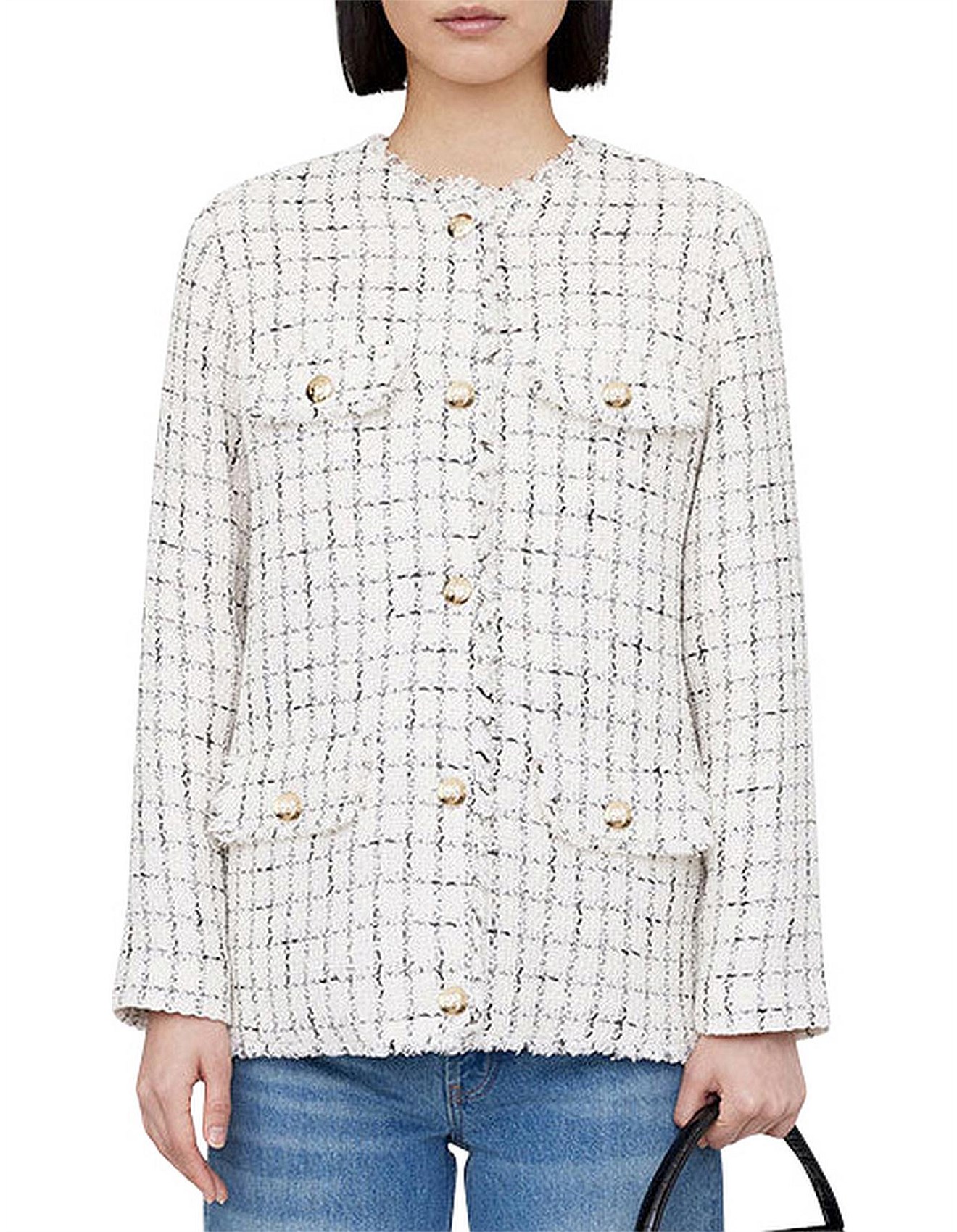 Anine Bing Janet Jacket White Plaid | David Jones