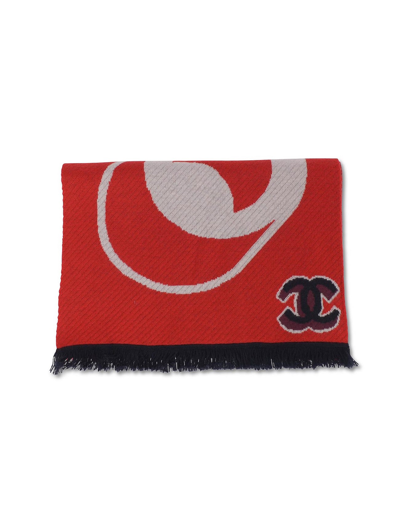 Blue Spinach Pre-loved Chanel Red Cashmere 'gabrielle Coco' Fringed ...