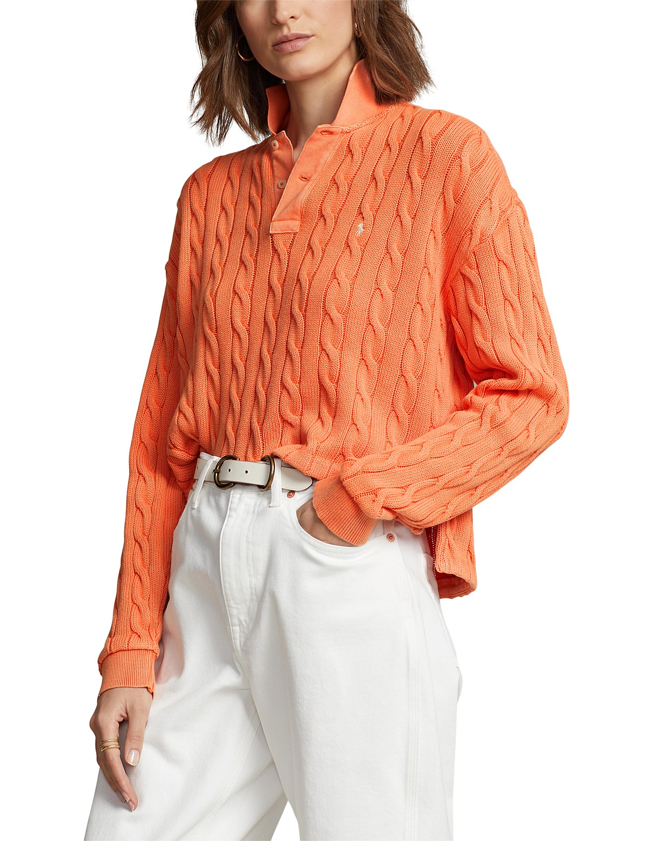 Polo Ralph Lauren Cable Cotton Polo Shirt | David Jones