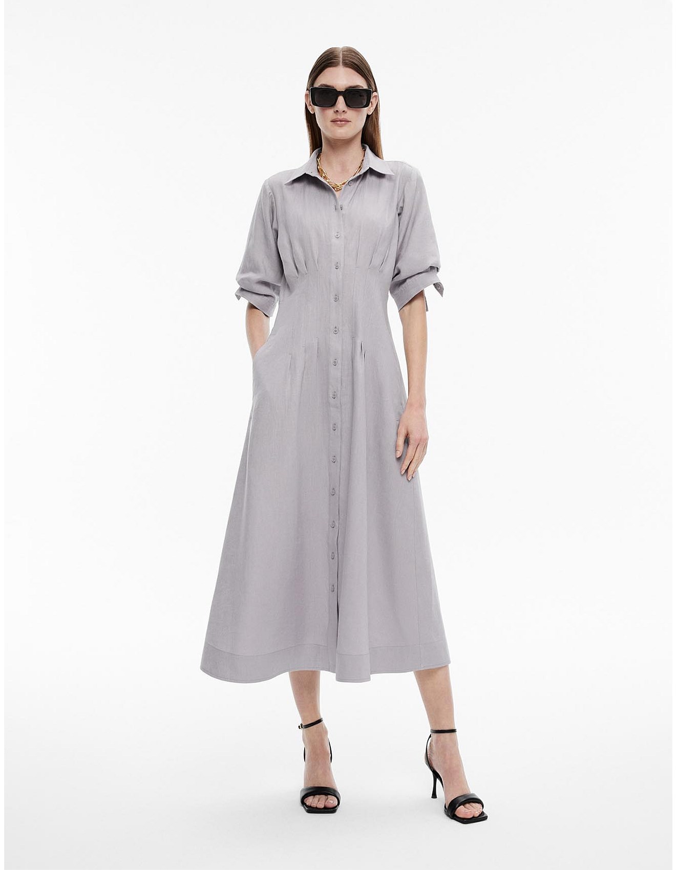 Witchery French Linen Dart Midi Dress | David Jones