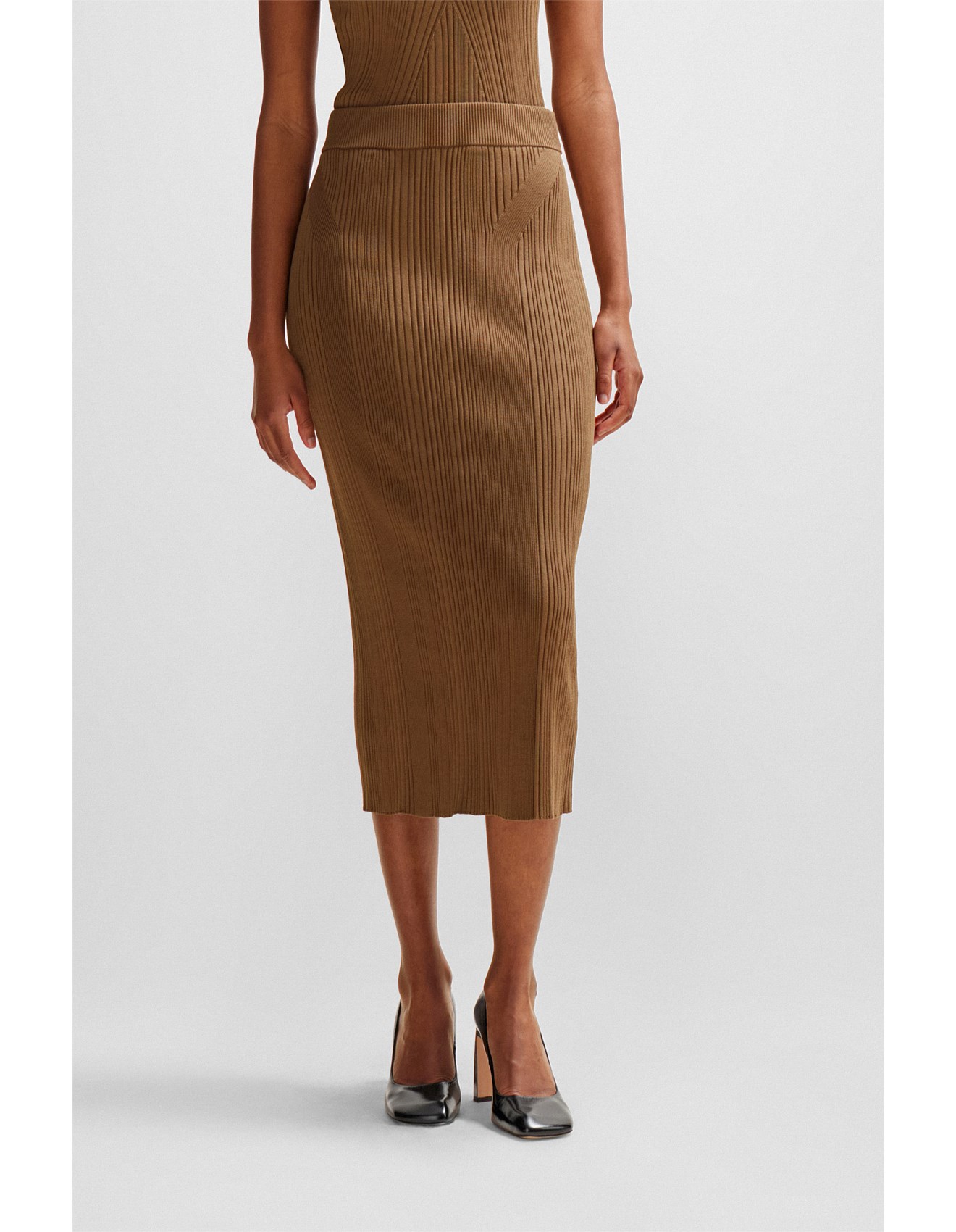 Hugo Boss Knitted Pencil Skirt With Ribbed Structure | David Jones