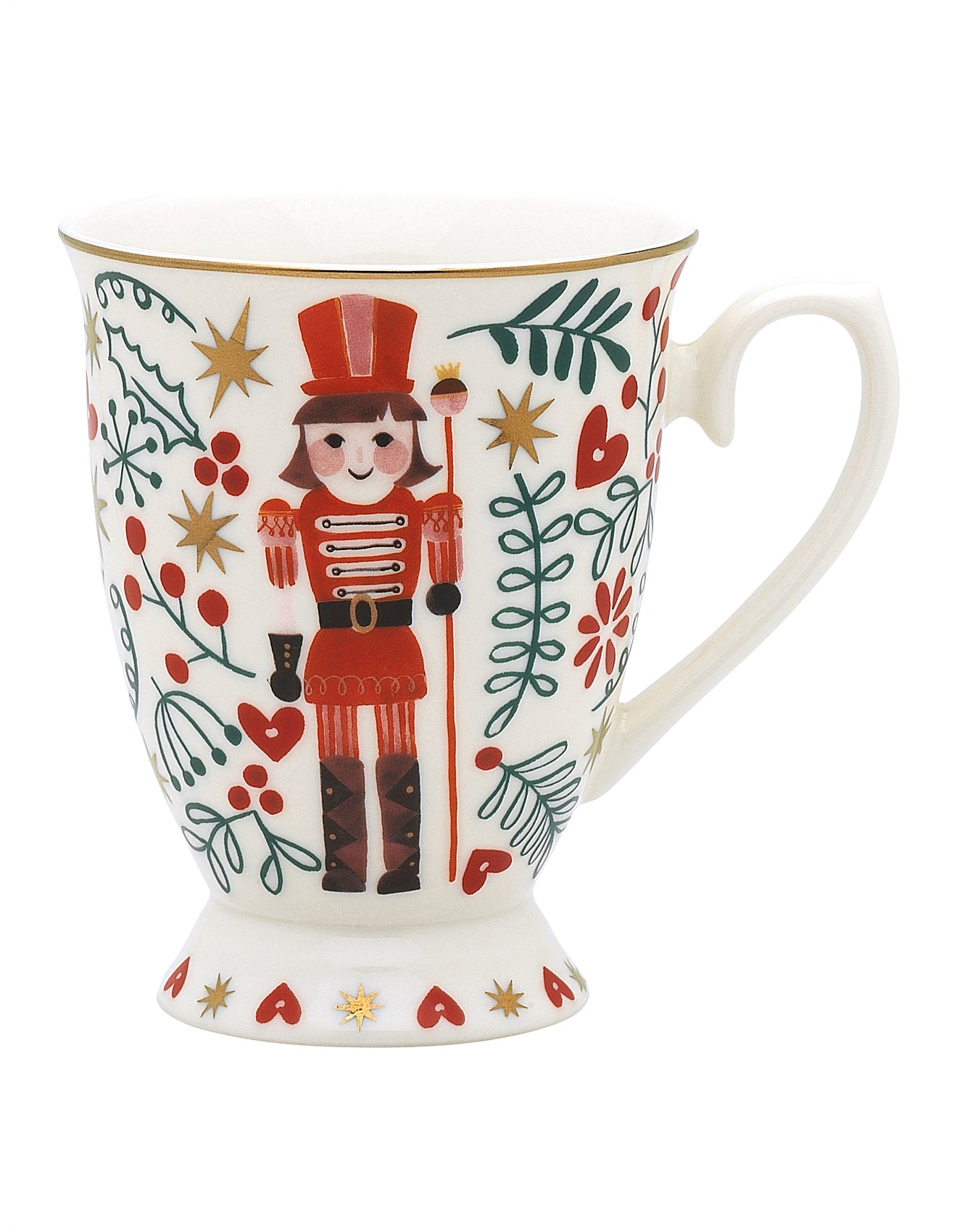 David Jones Nutcracker Holly New Bone China Footed Mug 300ml | David Jones