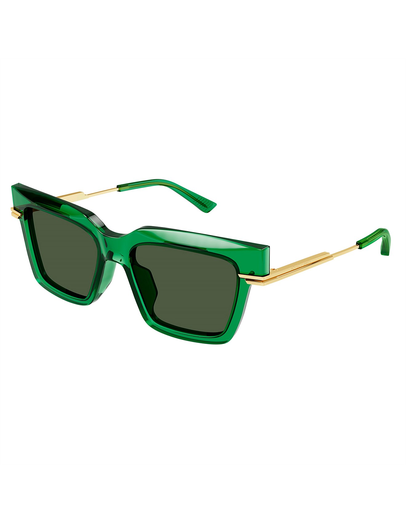 Bottega Veneta Green Rectangle Sunglasses | David Jones