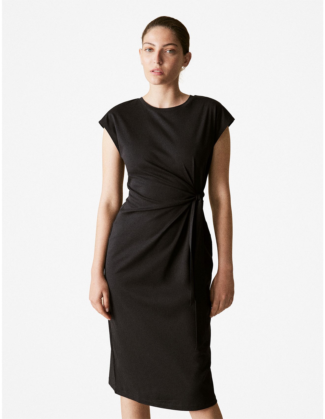 Trenery Cotton Interlock Wrap Dress | David Jones