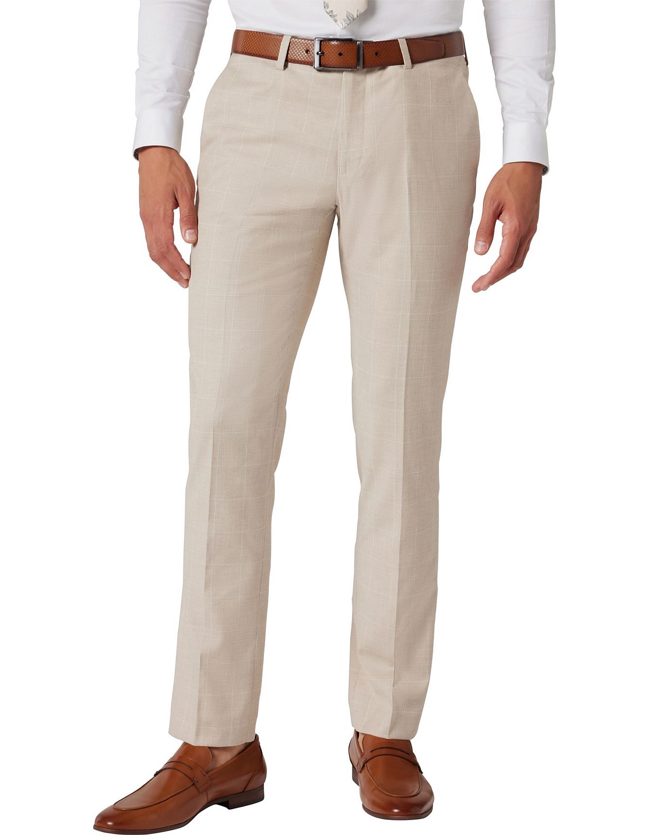 Politix Slim Stretch Windowpane Check Tailored Pant | David Jones