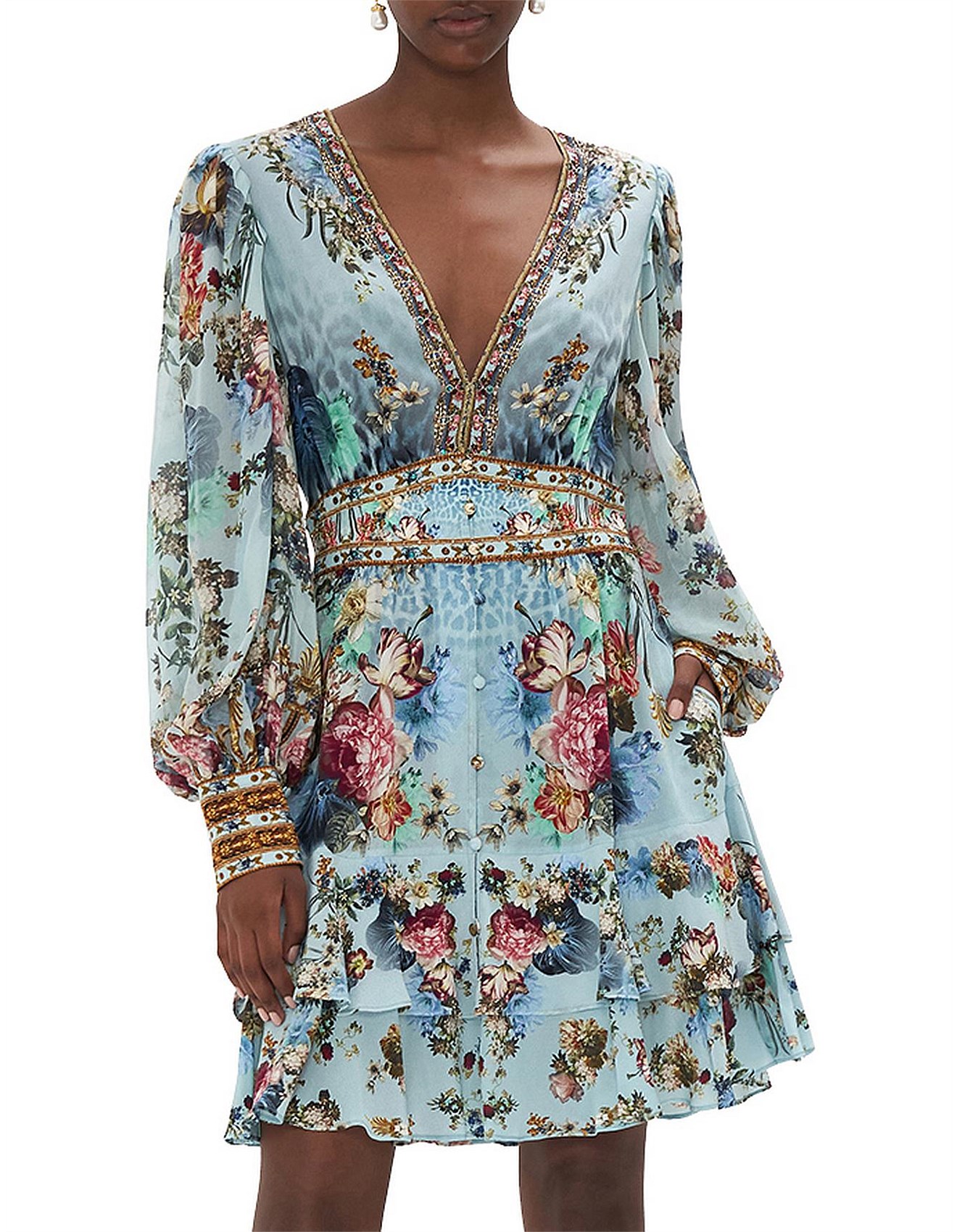 Camilla Button Front Frill Dress | David Jones