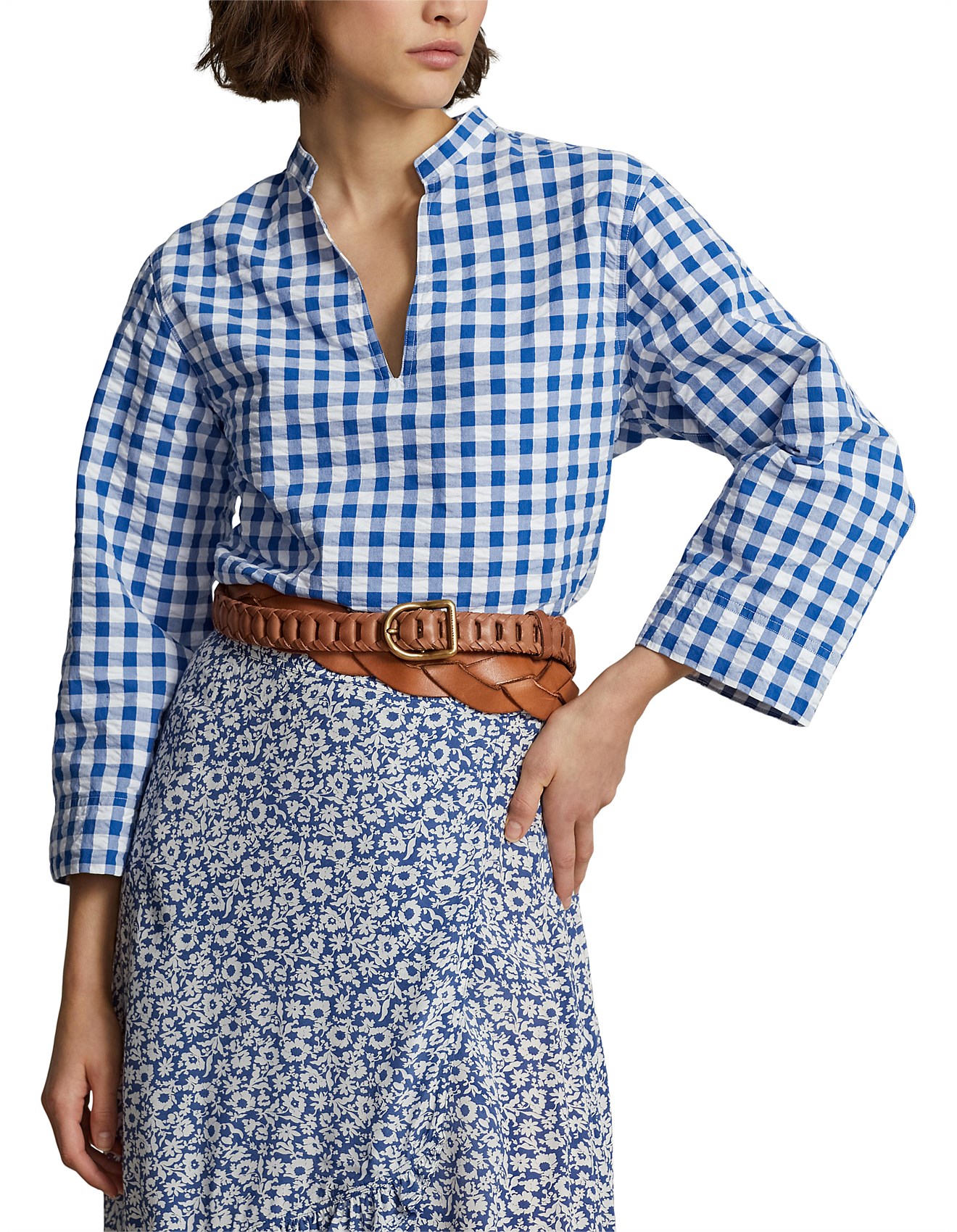 Polo Ralph Lauren Gingham Oversize Seersucker Top | David Jones