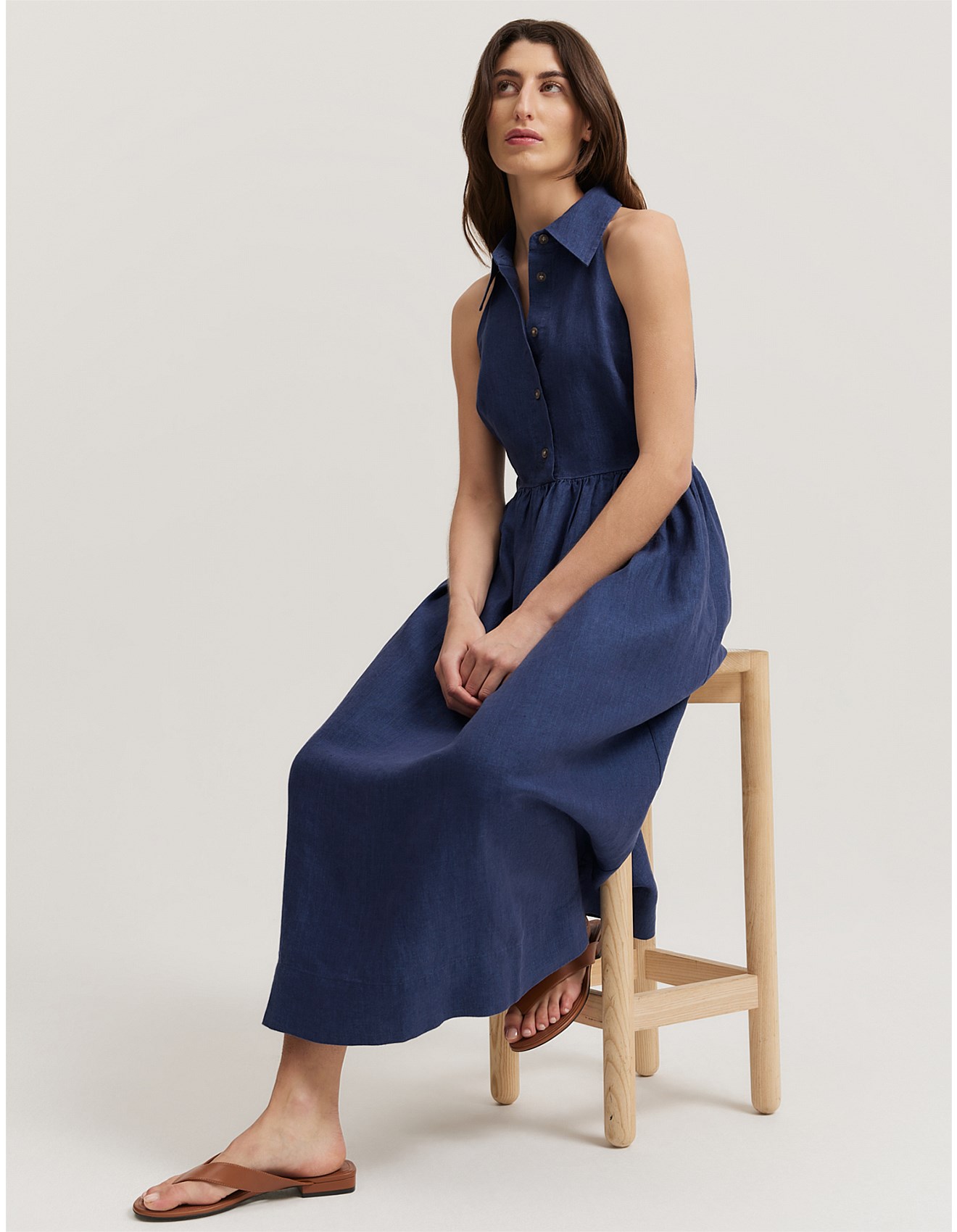 Country Road Organically Grown Linen Collared Maxi Dress | David Jones