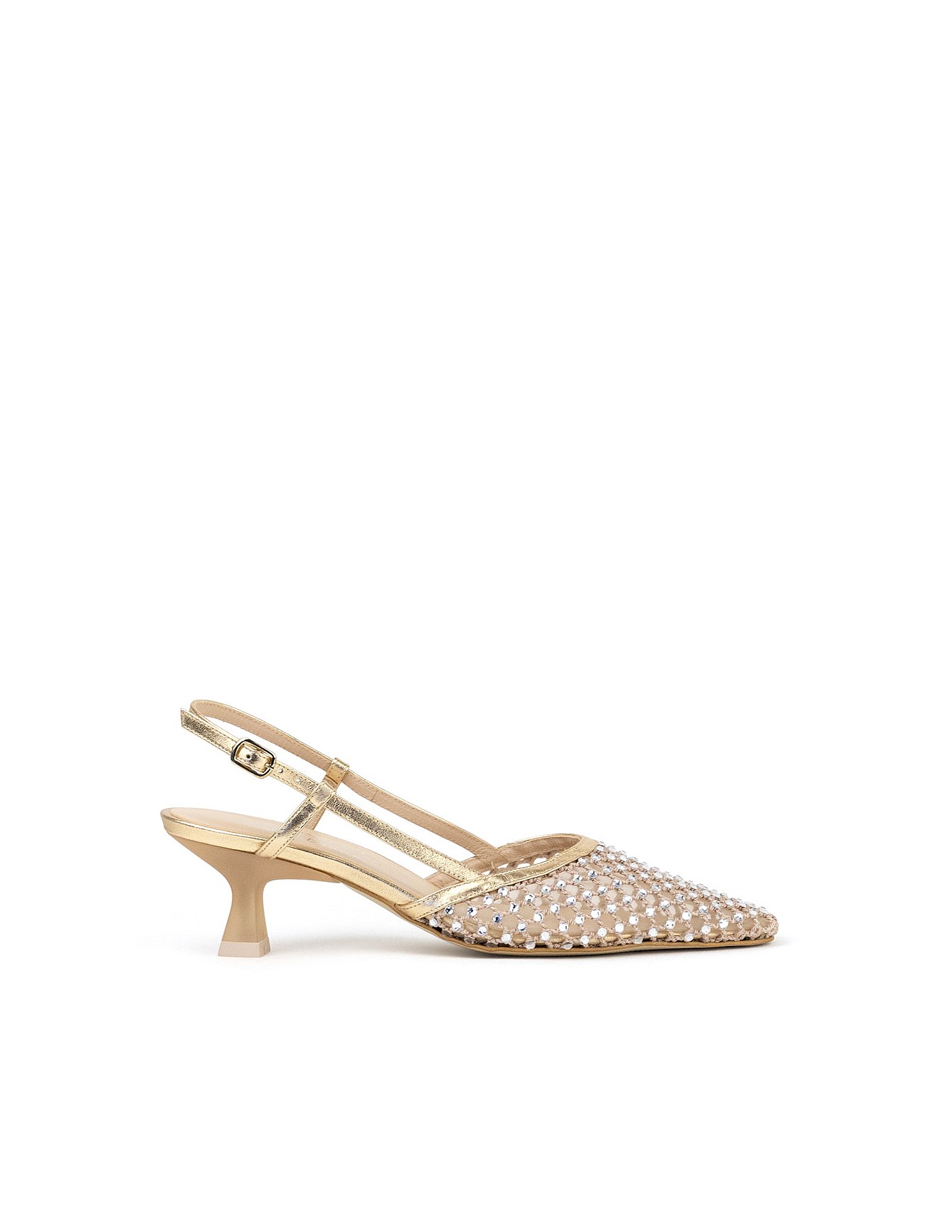 Edward Meller Destellar60 Crystal Mesh Slingback Silver | David Jones