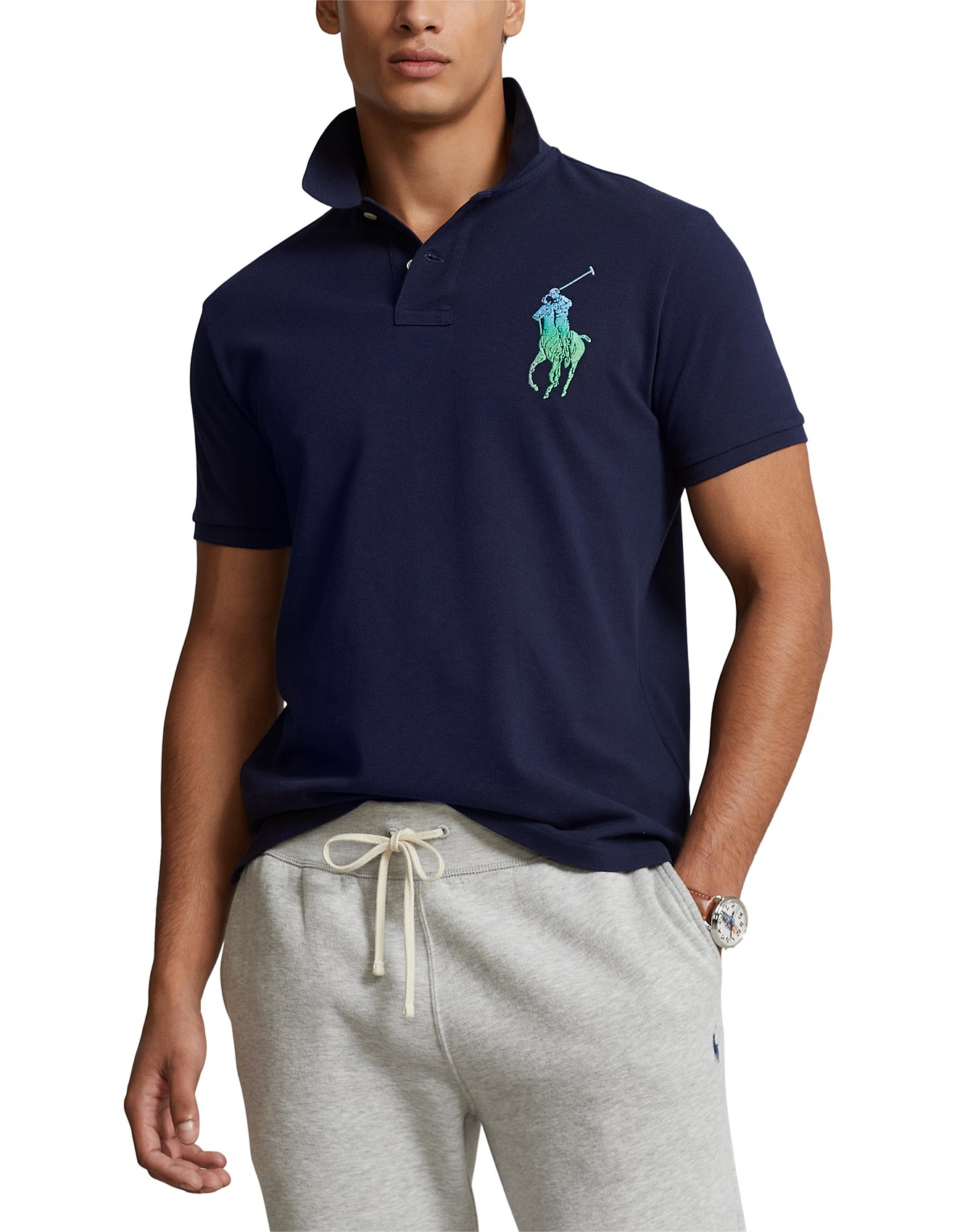 Polo Ralph Lauren Custom Slim Fit Big Pony Mesh Polo Shirt | David Jones