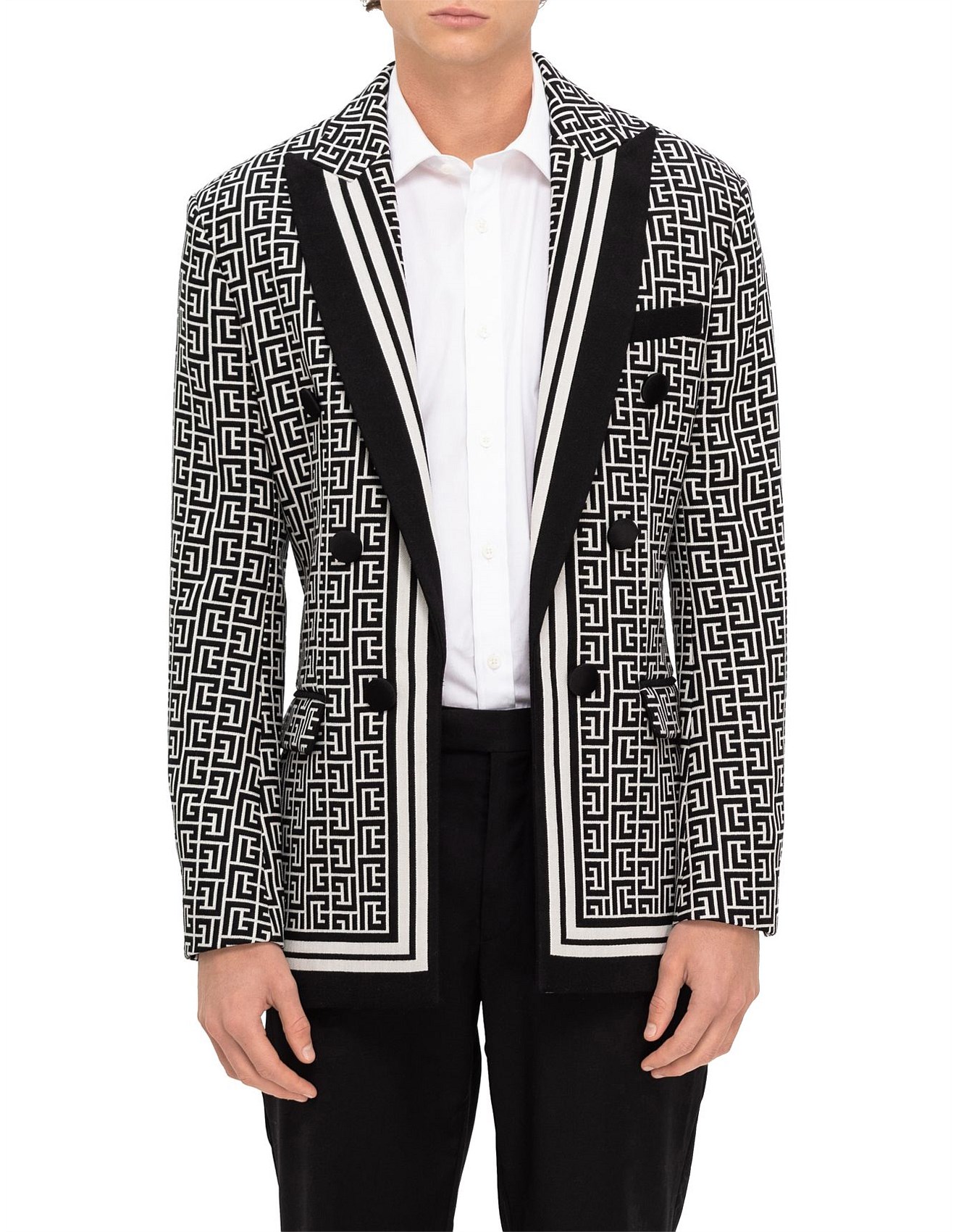 Balmain Wool Monogram Scarf Jacket | David Jones