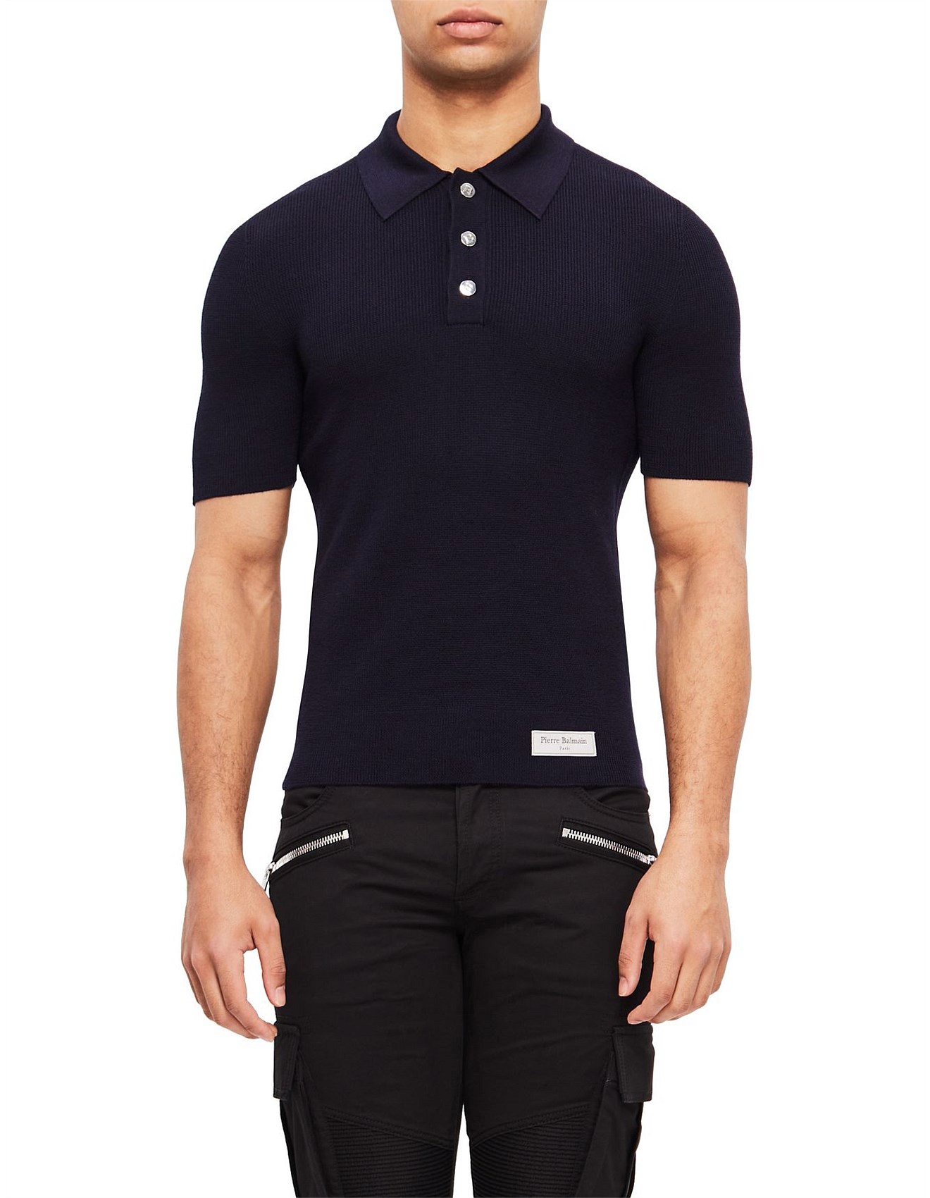 Balmain Balmain Wool Short Sleeve Polo | David Jones