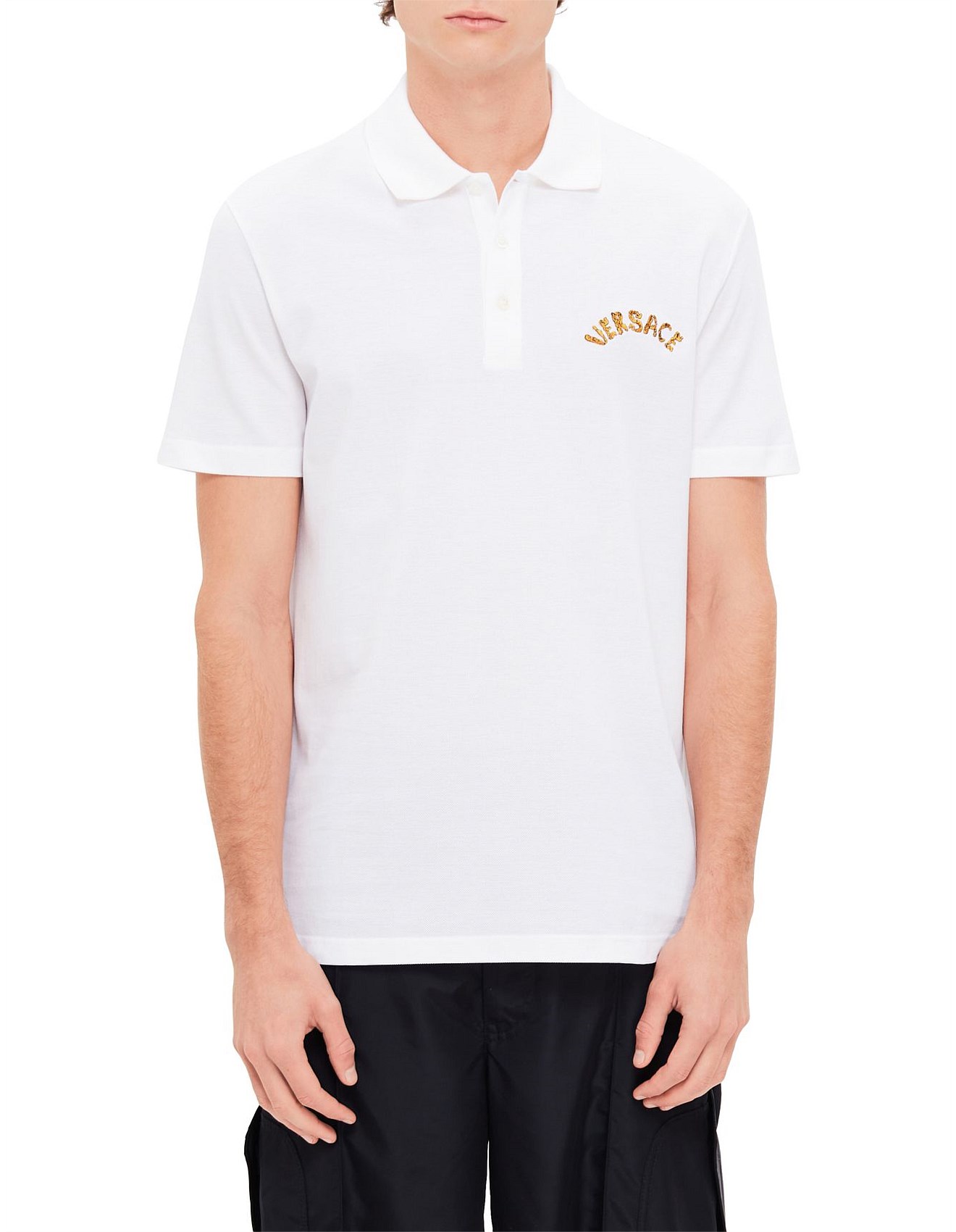 Versace Collection Versace Embroidery Cotton Polo | David Jones
