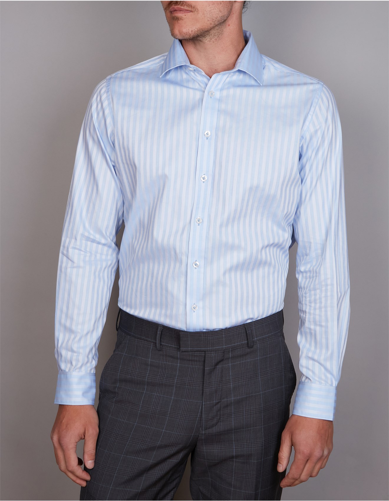 Abelard Superfine Tonal Stripe Shirt Slim Fit | David Jones