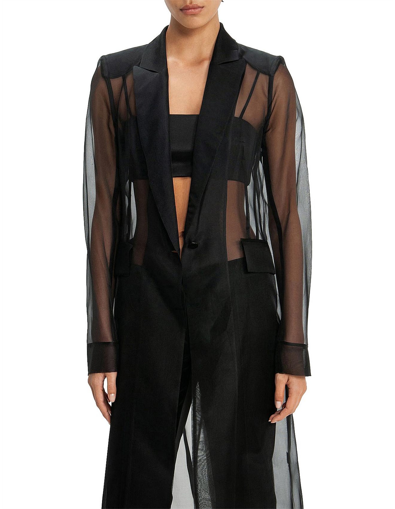 Cue Silk Organza Maxi Blazer | David Jones